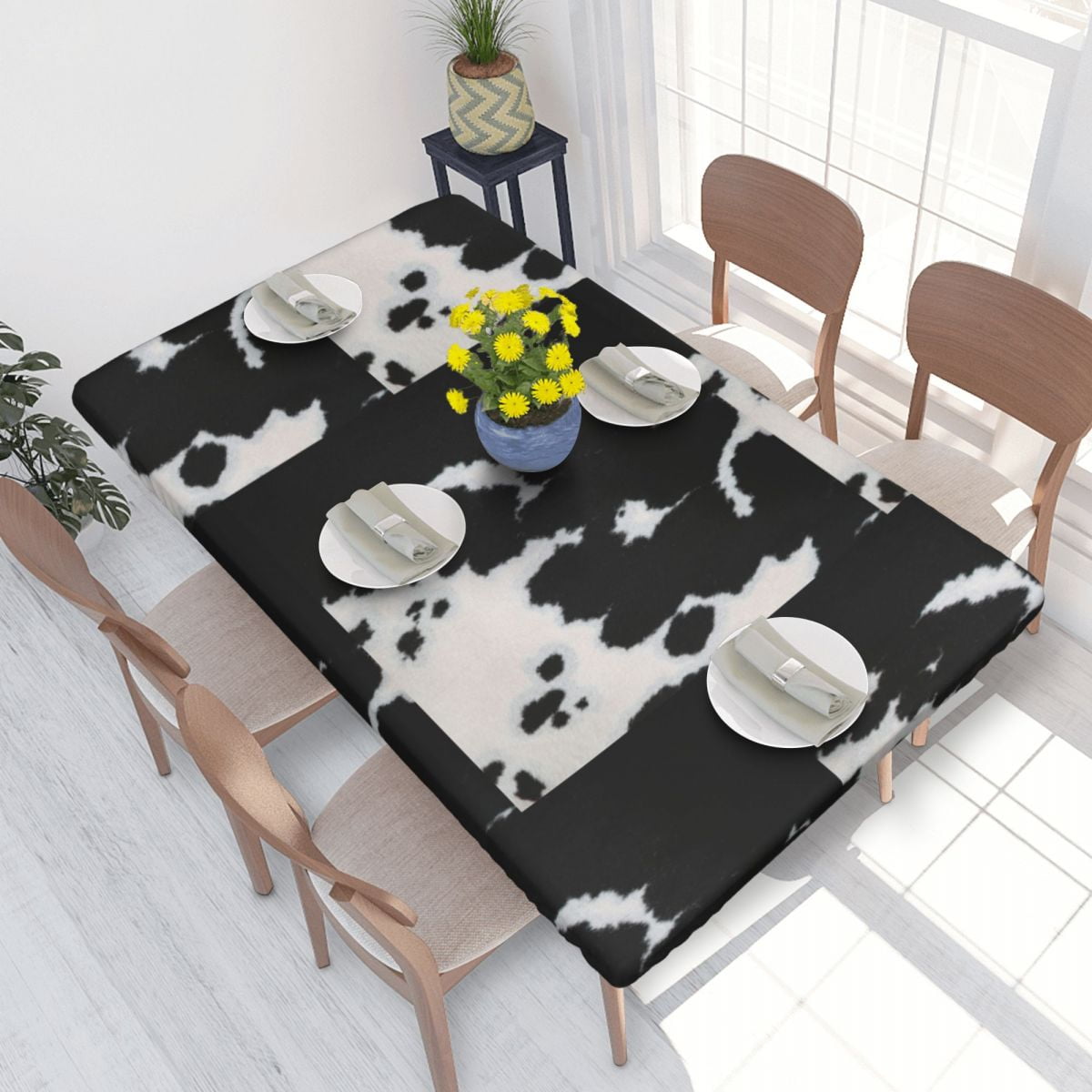 Table Cover Rectangular Fitted Scottish Highland Cow Cowhide Texture ...