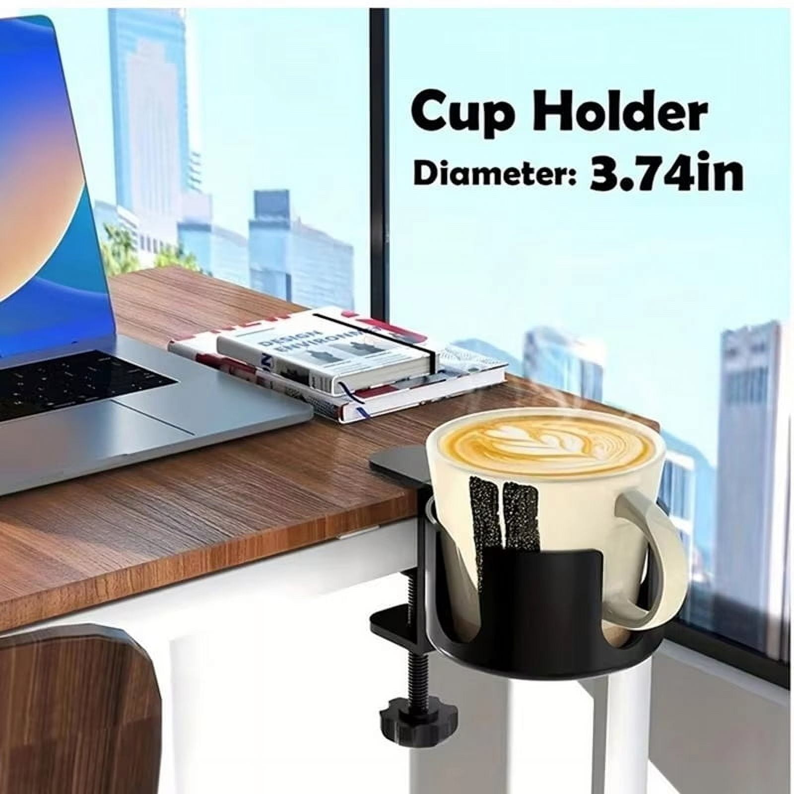 Table Cup Holder Strong Detachable Clip on Drink Clamp Desk Organizer ...