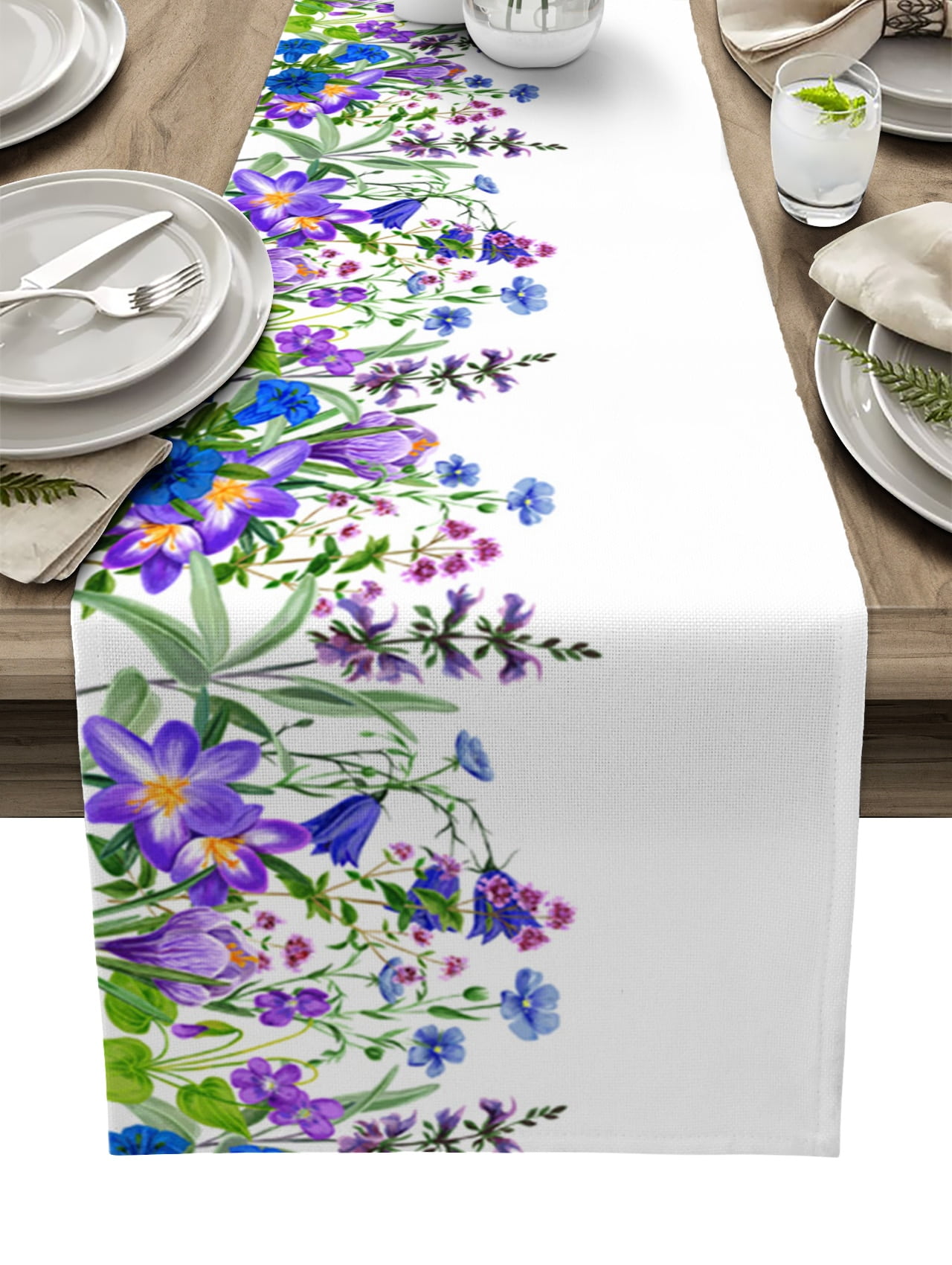 Table Decor Table Runner Simple Retro Herb Fresh Pattern Coffee Table ...