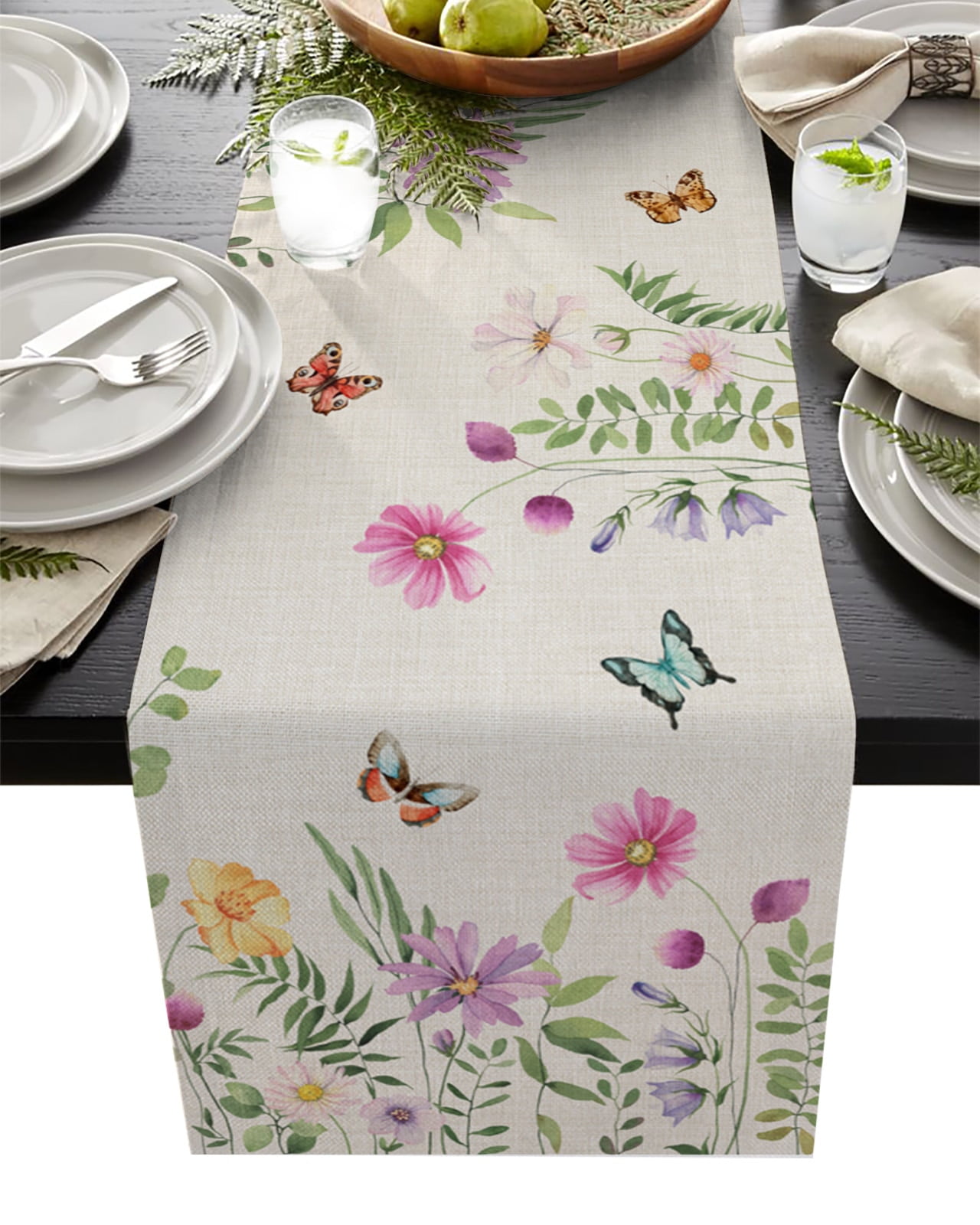 Table Decor Table Runner Simple Retro Herb Fresh Pattern Coffee Table ...