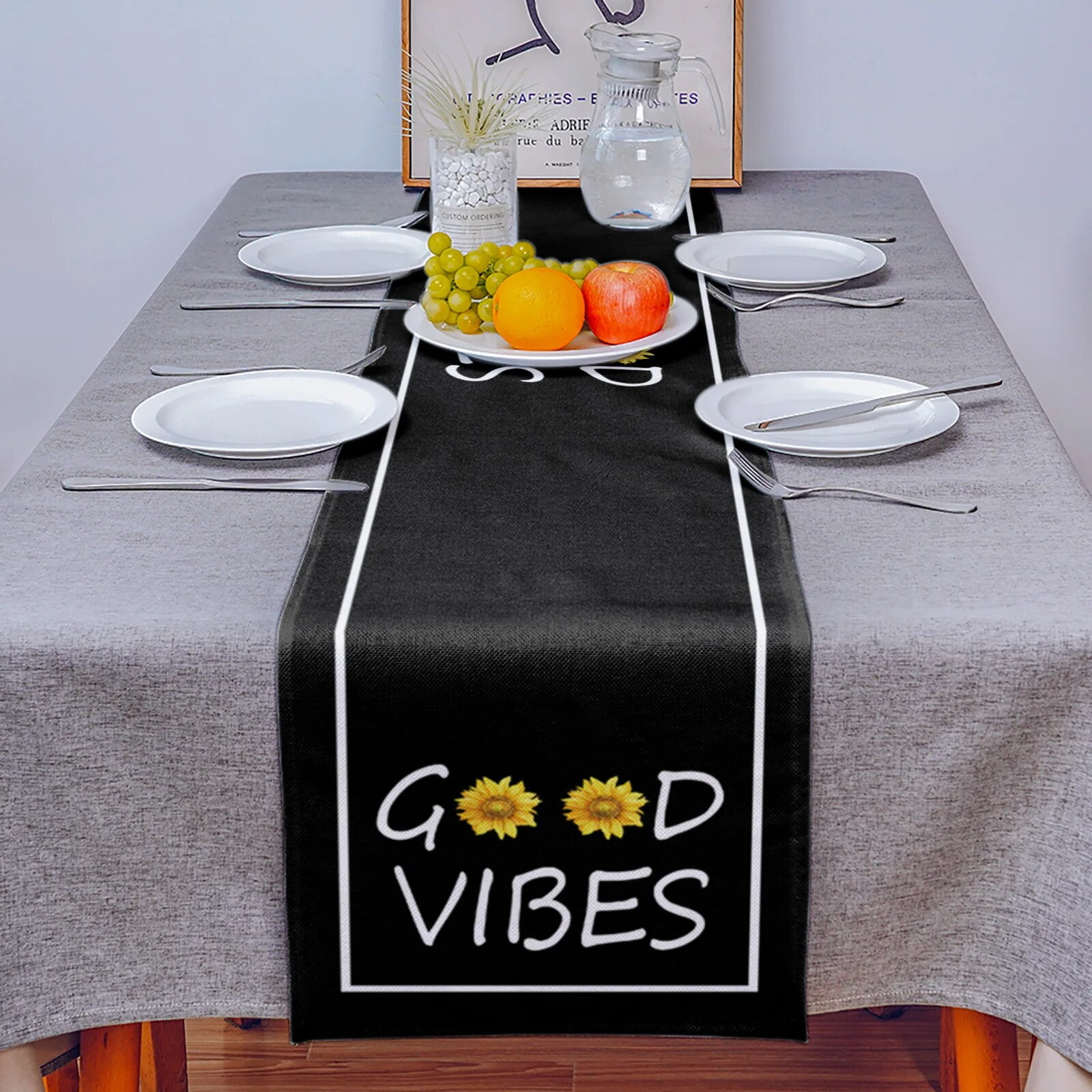 Table Decor Table Runner Sunflower Good Vibes Pattern Coffee Table ...