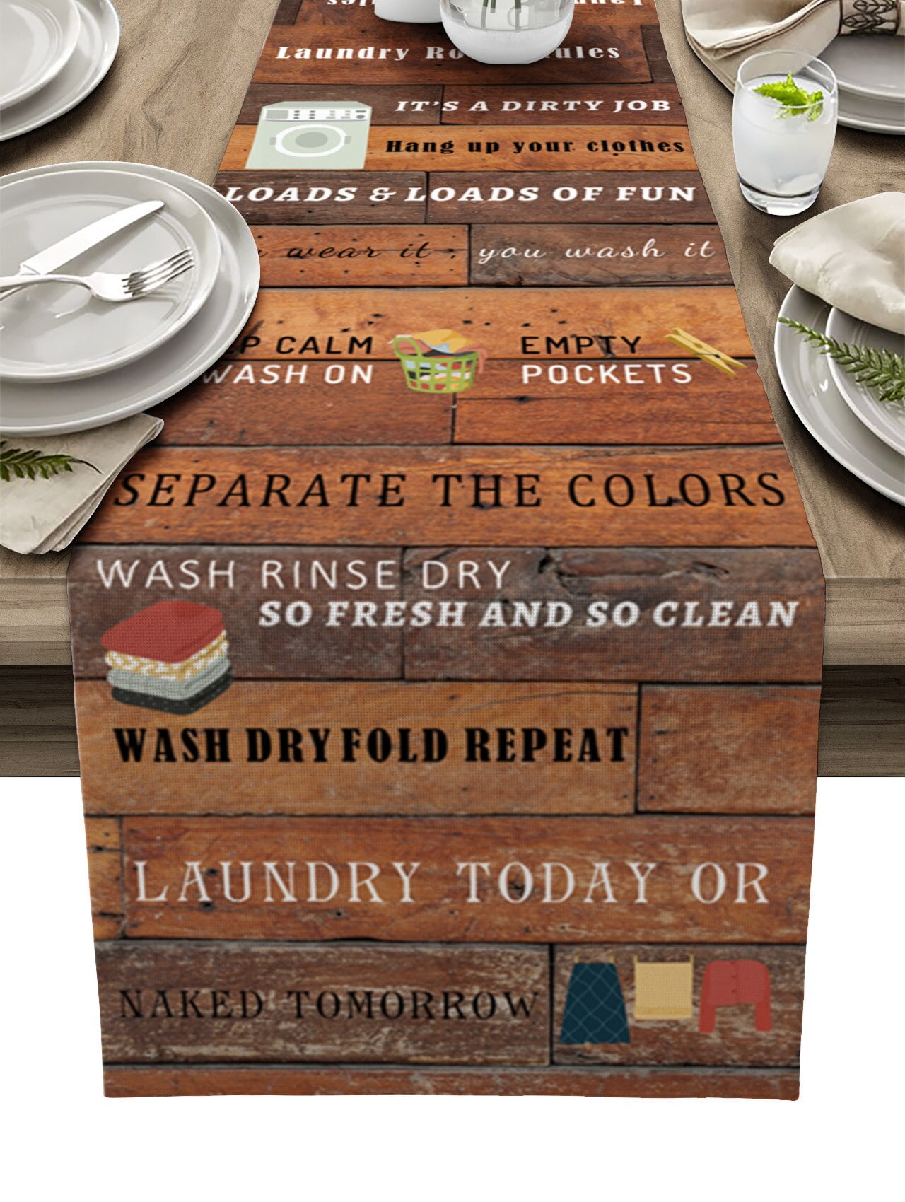 Table Decor Table Runner Wood Grain Lake Rules Text Pattern Coffee ...