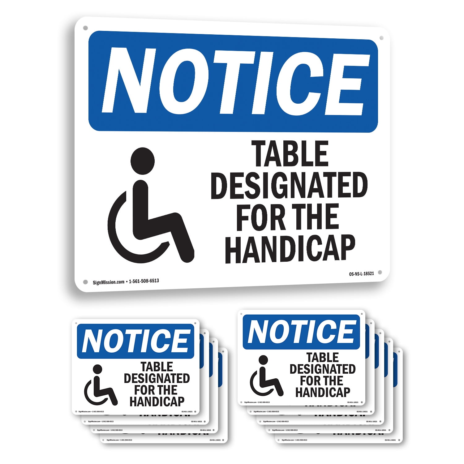 Table Designated For The Handicapped OSHA Notice Rigid Plastic Sign 10 ...