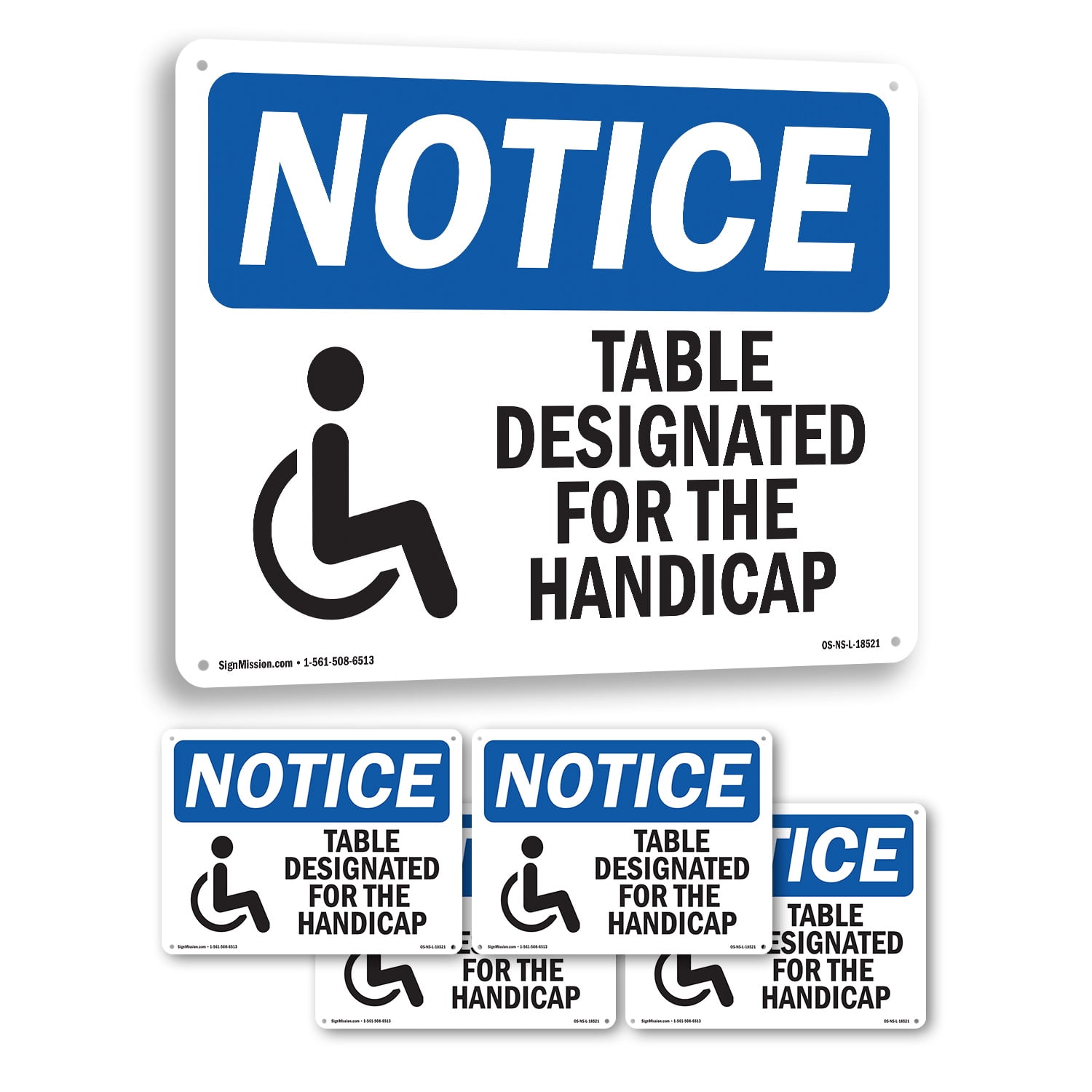 Table Designated For The Handicapped OSHA Notice Rigid Plastic Sign 24 ...