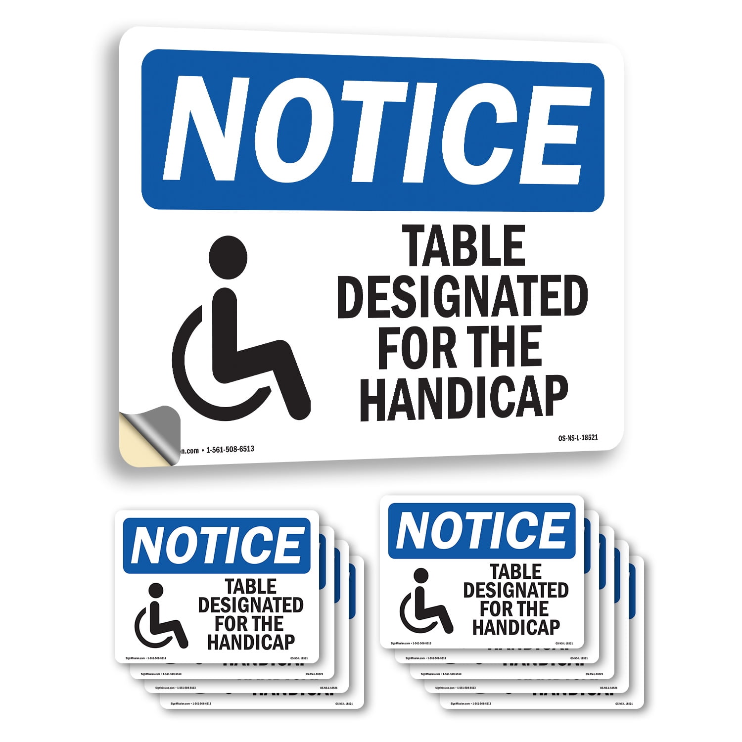 Table Designated For The Handicapped With Symbol OSHA Notice Vinyl ...