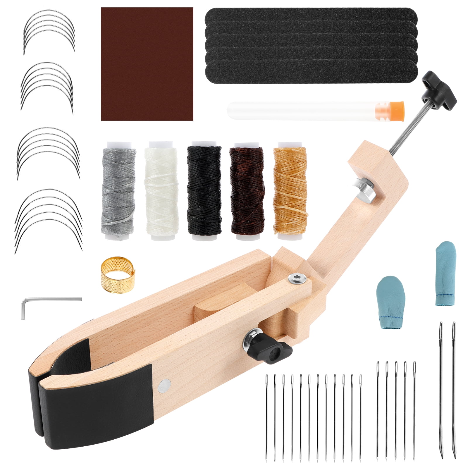 Table Desktop Horse Clamp Solid Easy to Install Stitching Leather Wood ...