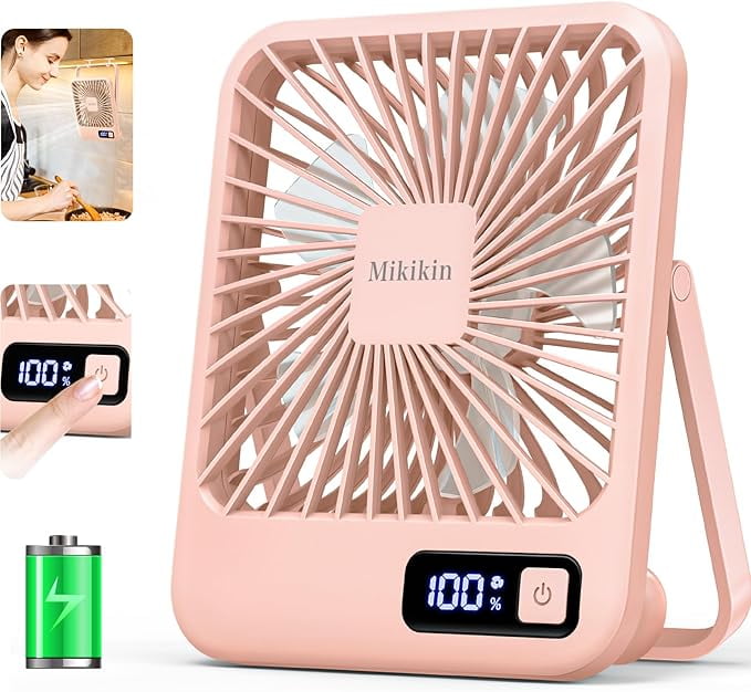 Table Fan Battery Rechargeable Fan, 2000mAh 180° Foldable Portable ...
