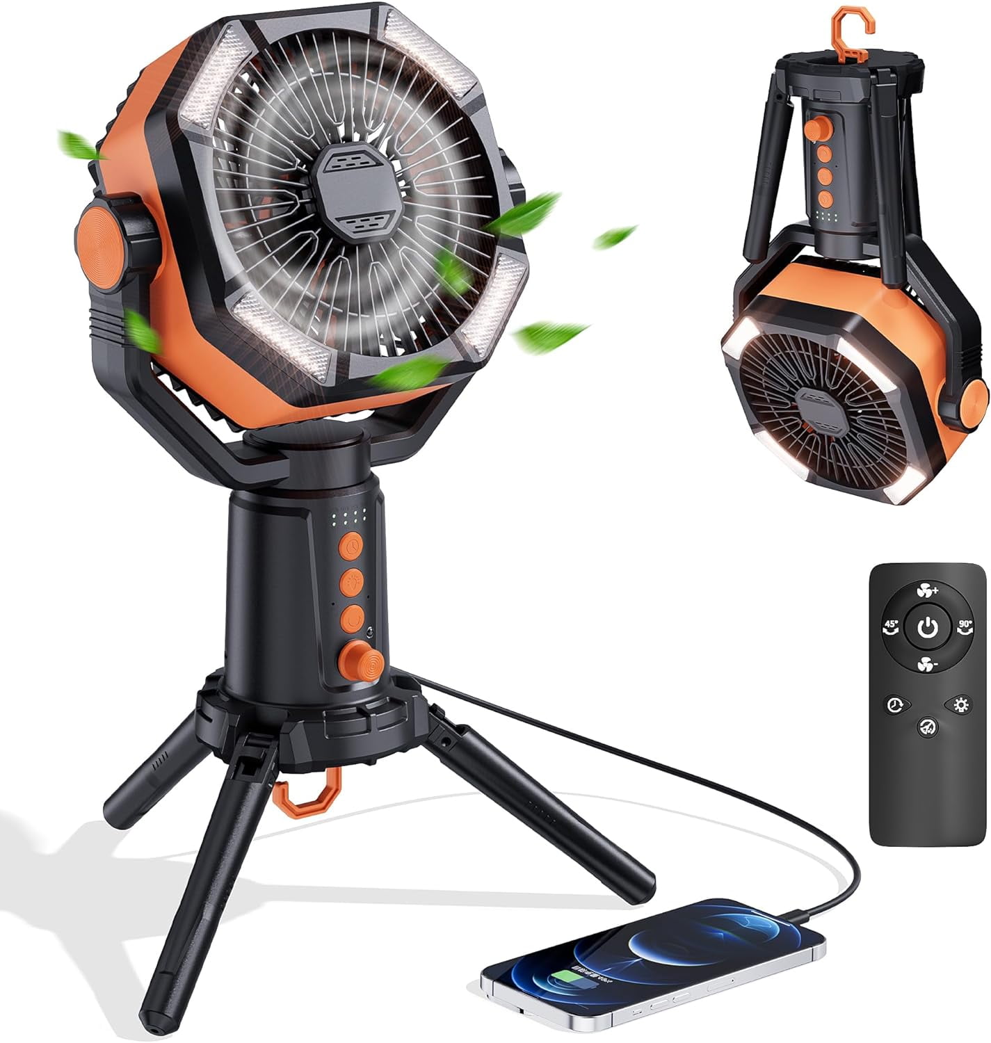 Table Fans Tripod, 20000mAh Rechargeable Battery Operated Portable Tent ...