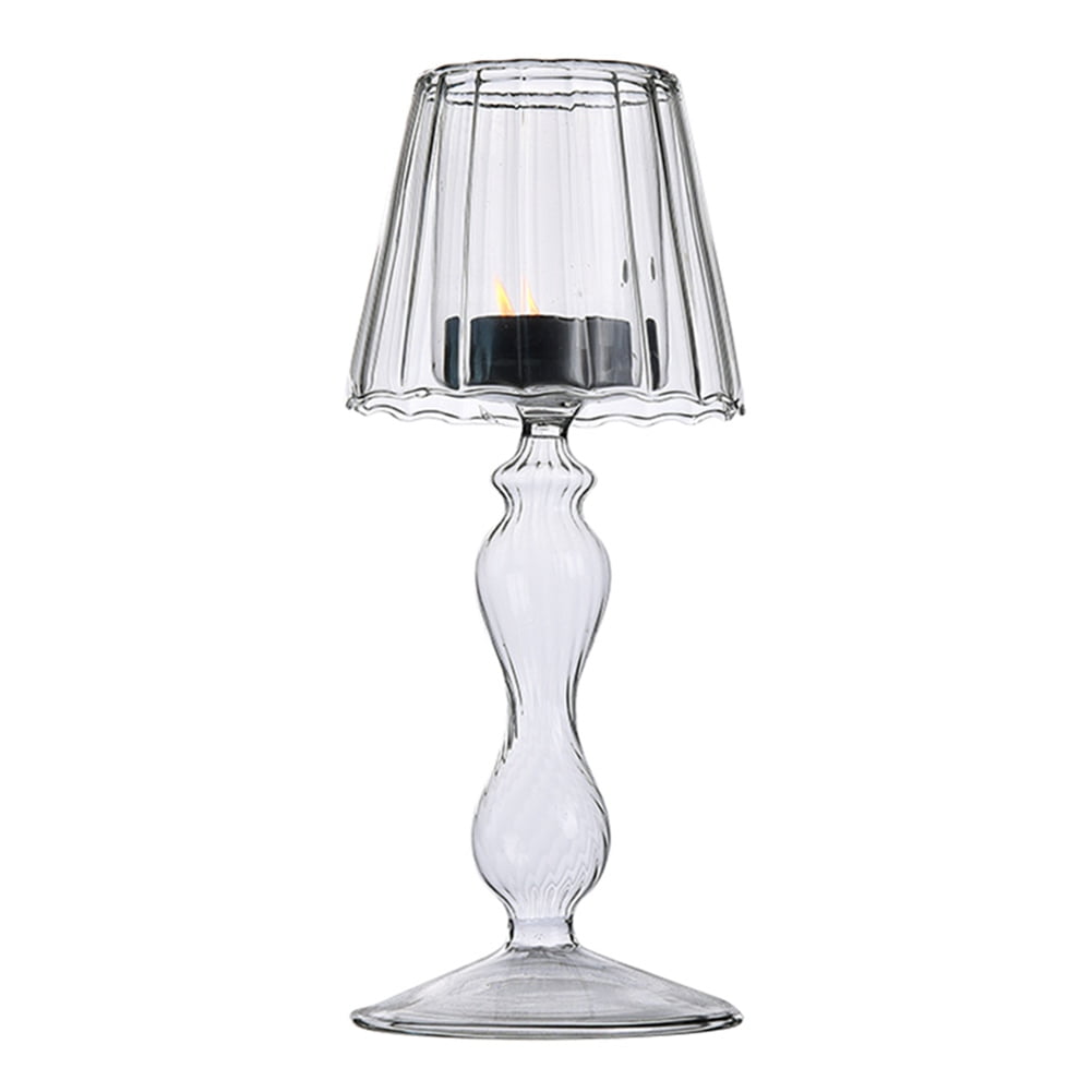 Table Glass Candle Stand Household Desktop Decorative Candlestick ...