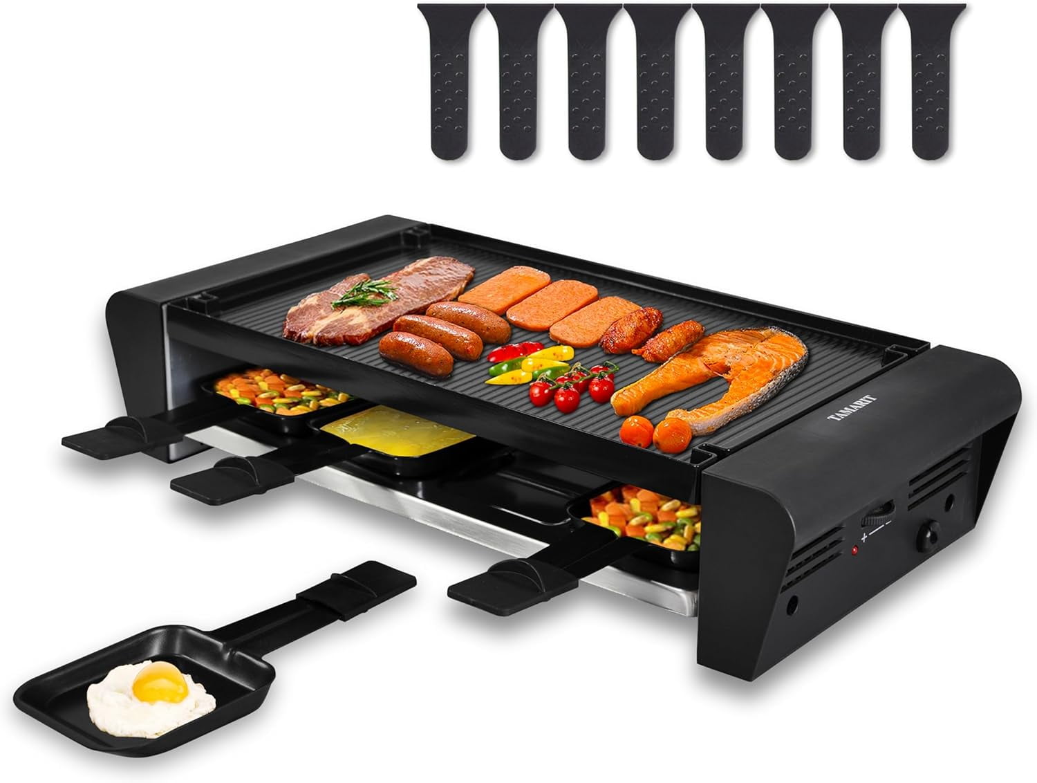 Table Grill for 8, 2 in 1 Raclette Grill Small Swiss Style Raclette ...