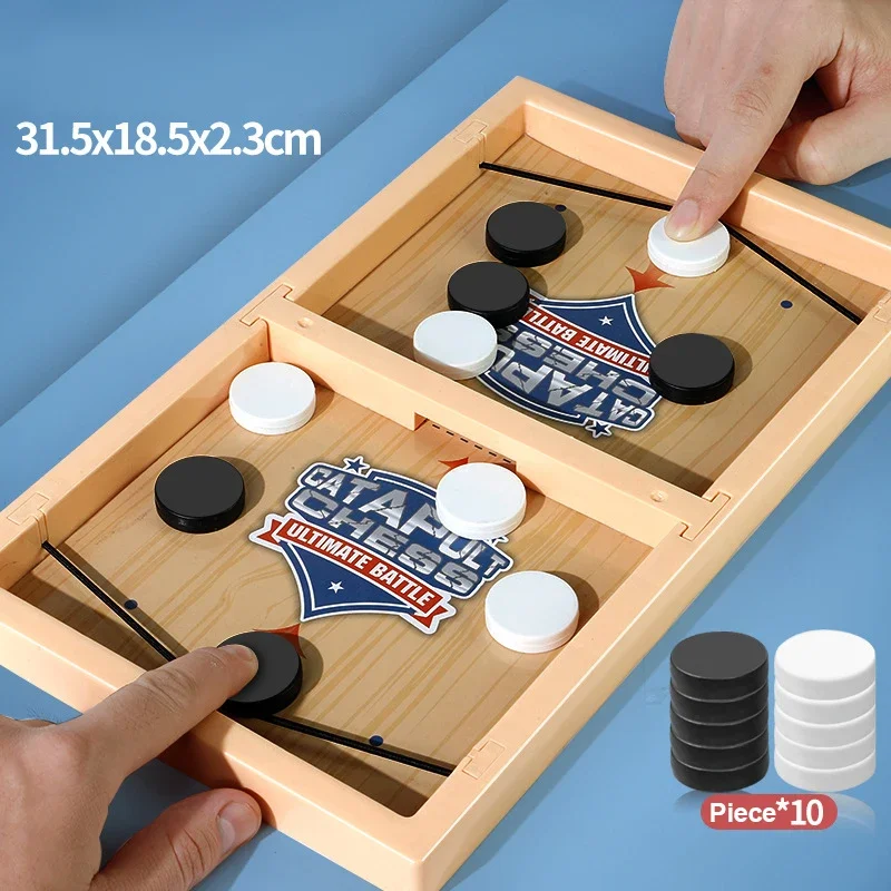 Table Hockey Paced Sling Puck Board Game Fast Sling Puck Winner Party ...