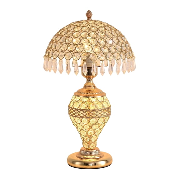 Crystal Table Lamp Bedside Decorative gift LED modern metal base ...