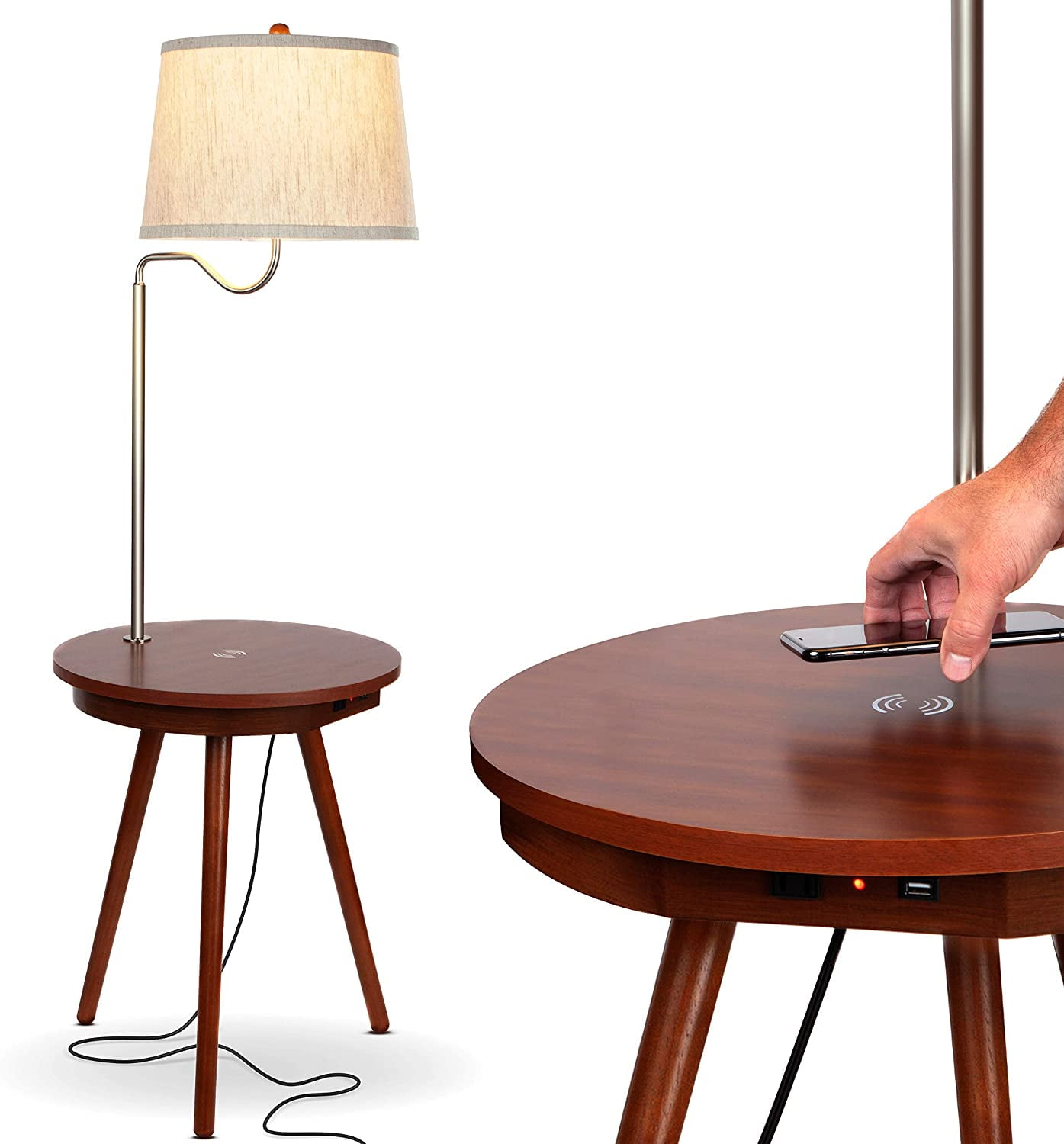 Table & Lamp Combo with LED Bulb, Desk Lamp with USB Port, Bedside ...
