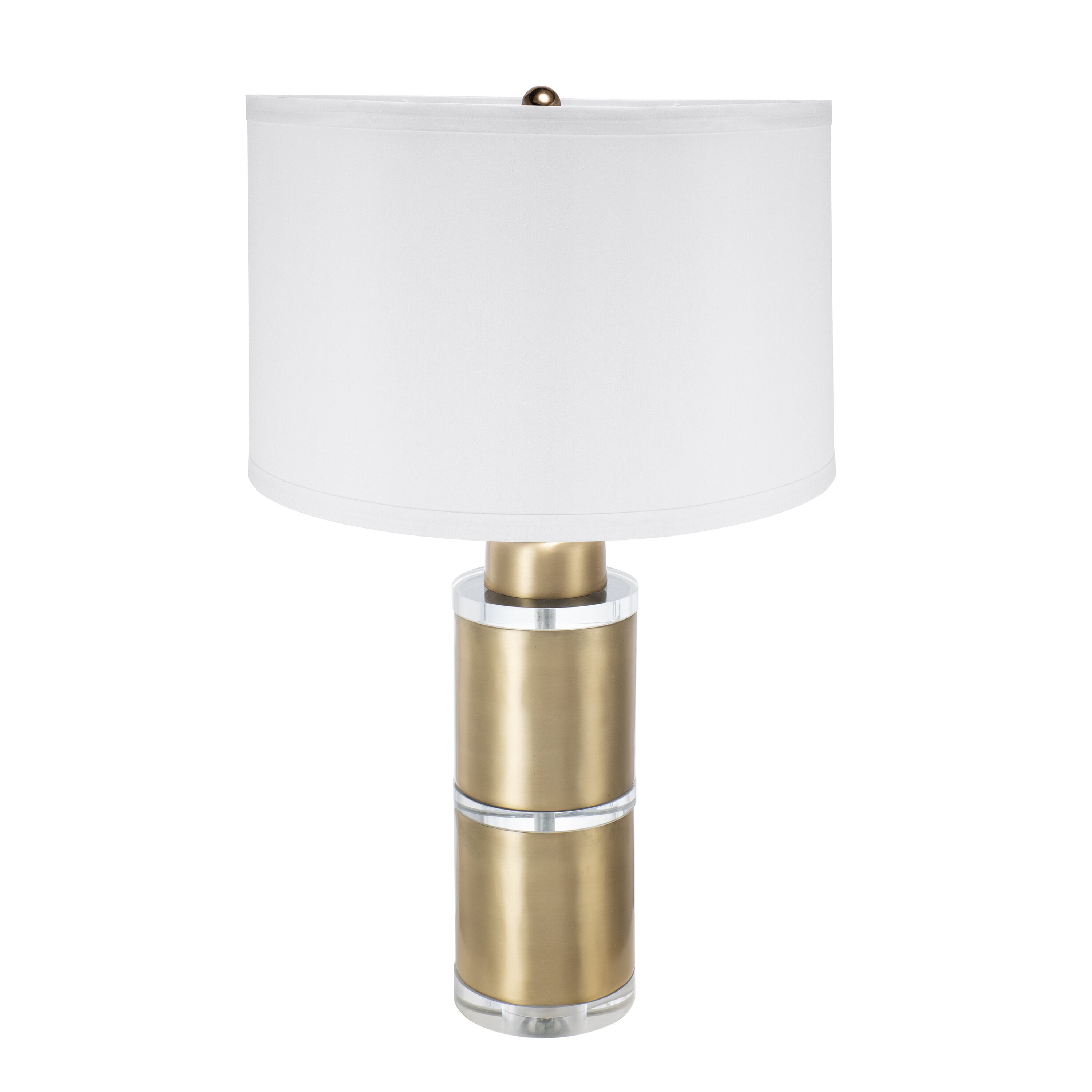 Table Lamp D15x25.5" Gold and White Cylinder Table Lamp with Drum Shade ...