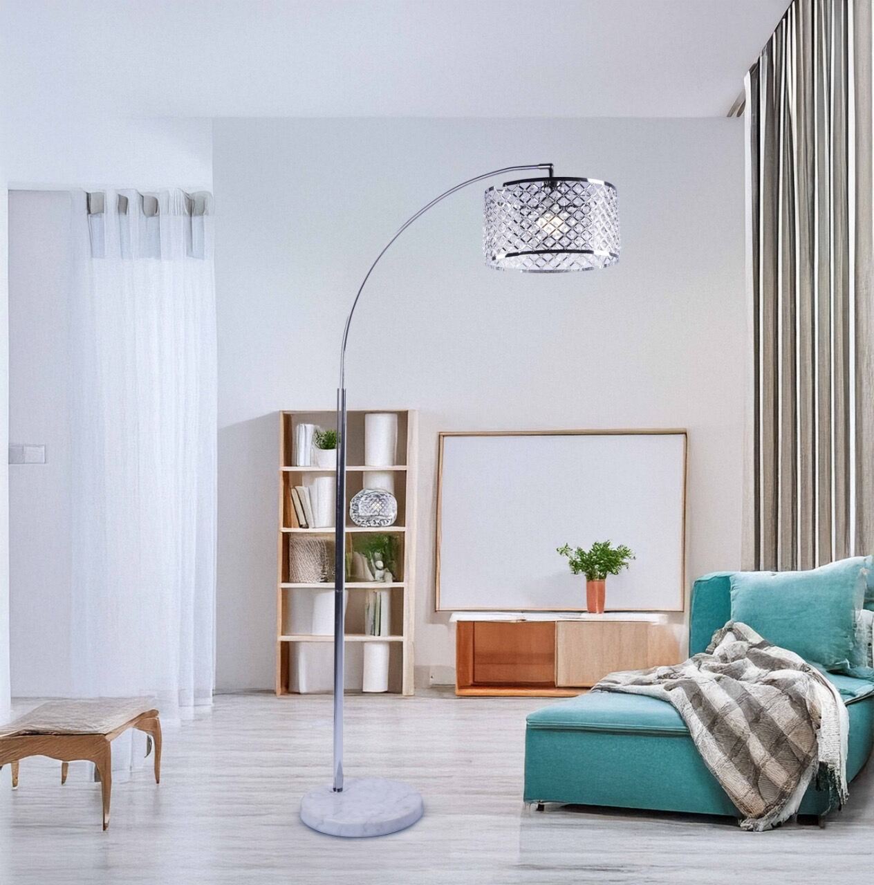Table Lamp, Elegant Crystal Arch Lamp, Silver Bedroom Lamp,Marble+Metal ...