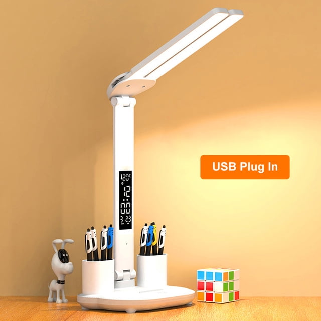 Table Lamp LED Double-headed Multifunction Foldable Touch With Calendar ...