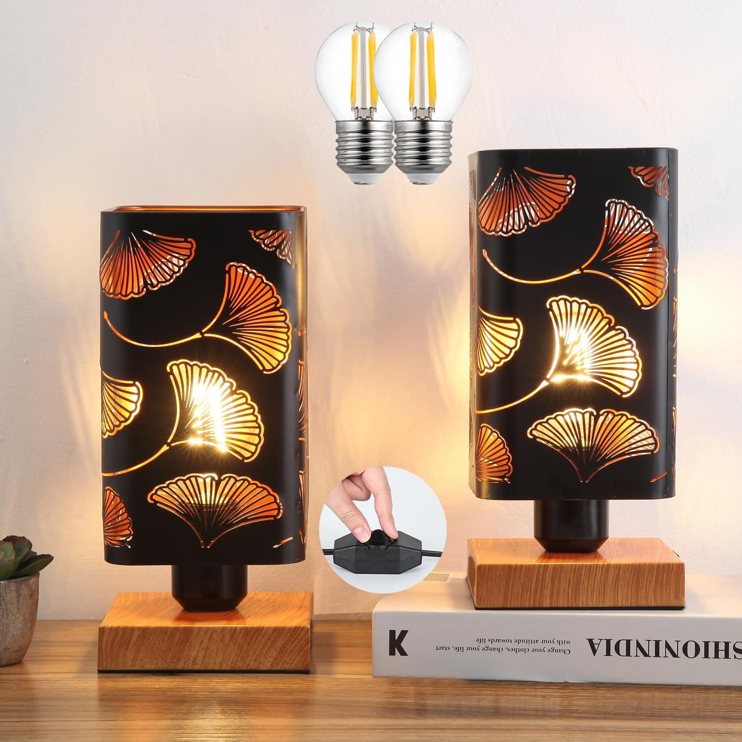 Table Lamp Set of 2 with Dimmer, Fully Dimmable Rotary Switch, Black ...