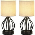 Table Lamp Set Of 2 Edison Bulb Desk Lamp With 2 Usb Charging Ports