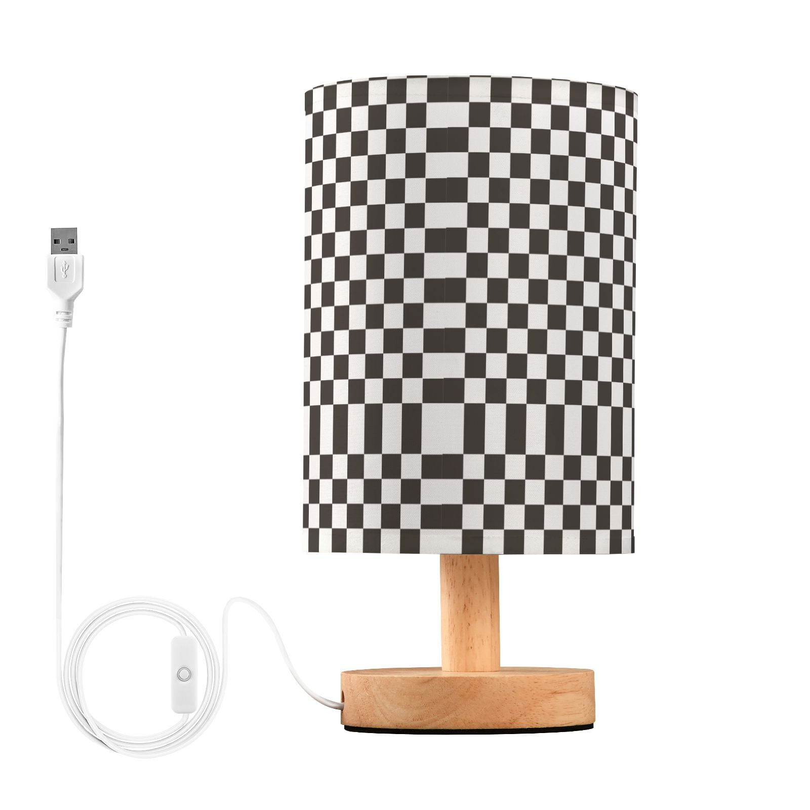 Table Lamp with USB Port Nightstand Lamp with Wood Base Fabric Lamp ...