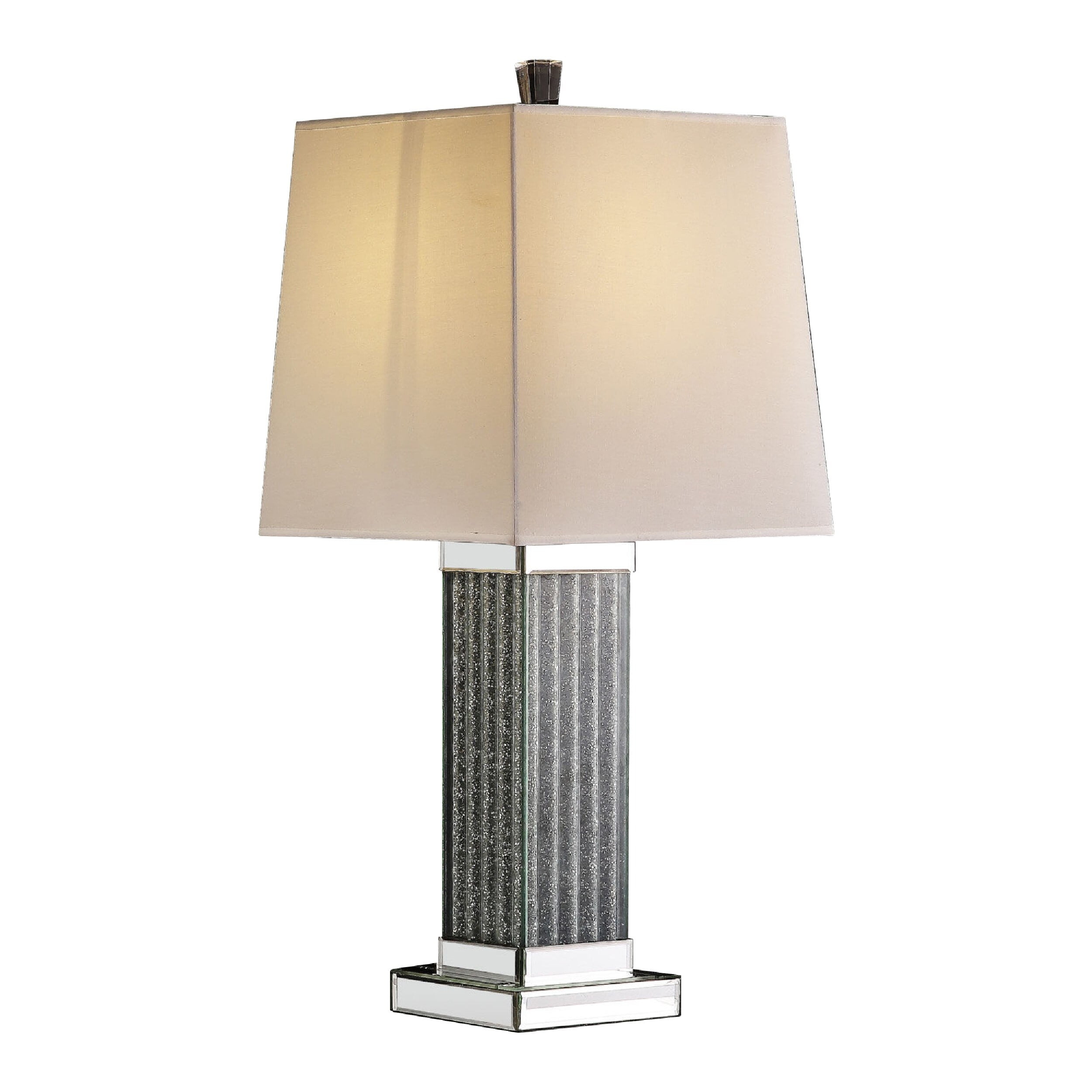 Table Lamp with Cuboid Shape and Faux Diamond Inlay, Silver - Walmart.com
