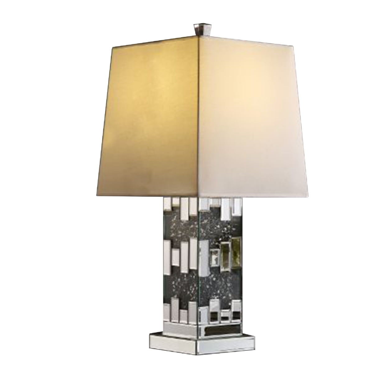 Table Lamp with Cuboid Shape and Mirrored Trim, Silver - Saltoro Sherpi ...