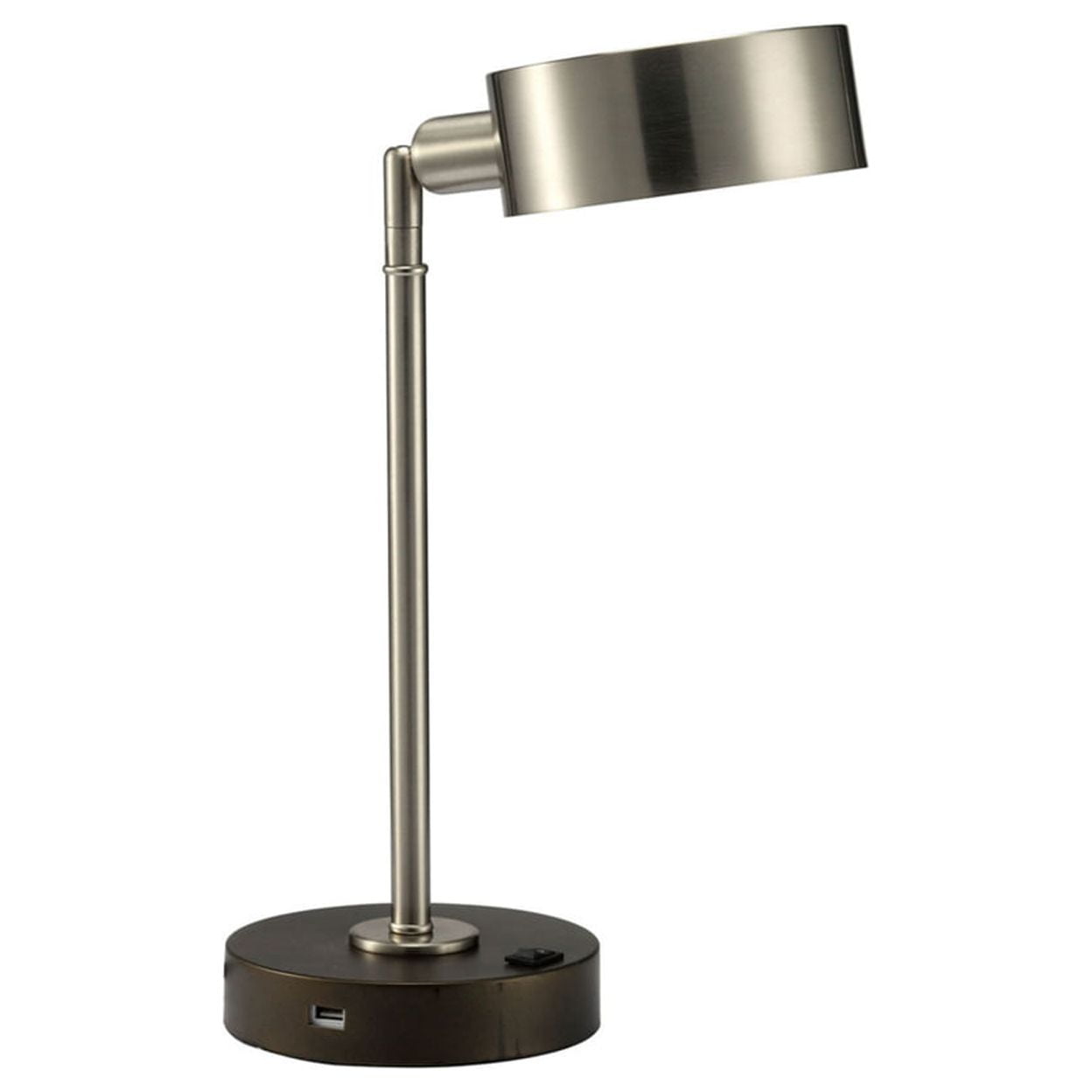 Table Lamp with Stalk Metal Support and Adjustable Head, Silver and ...