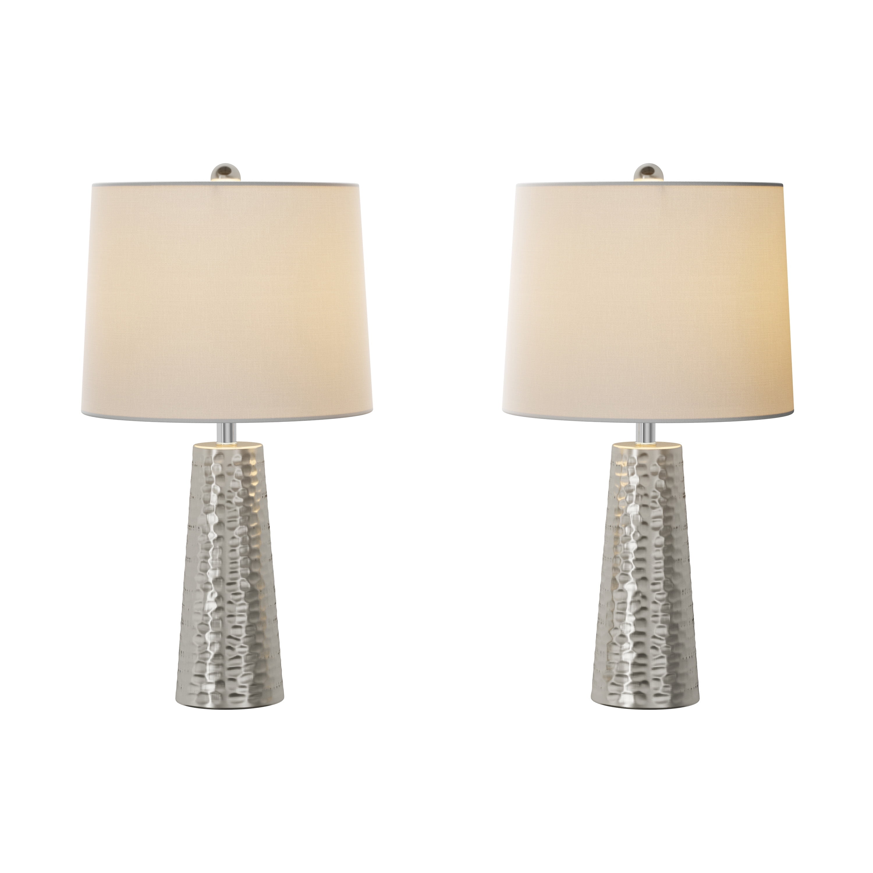 Table Lamps- Set of 2 Hammered Flared Drum Shaped Lights Bulbs Shades ...