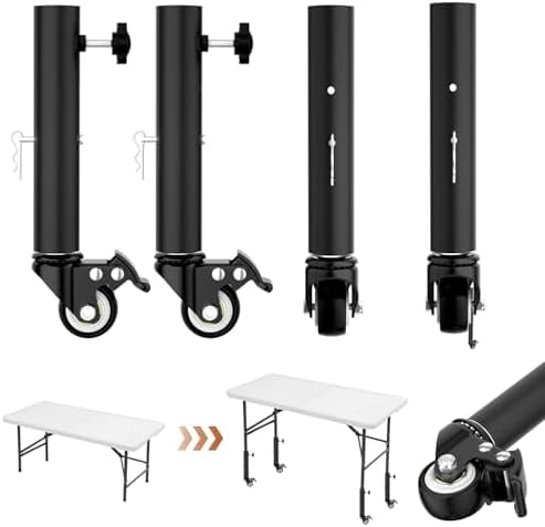 Table Leg Extender with casters 7in, Adjustable Metal Table Leg ...