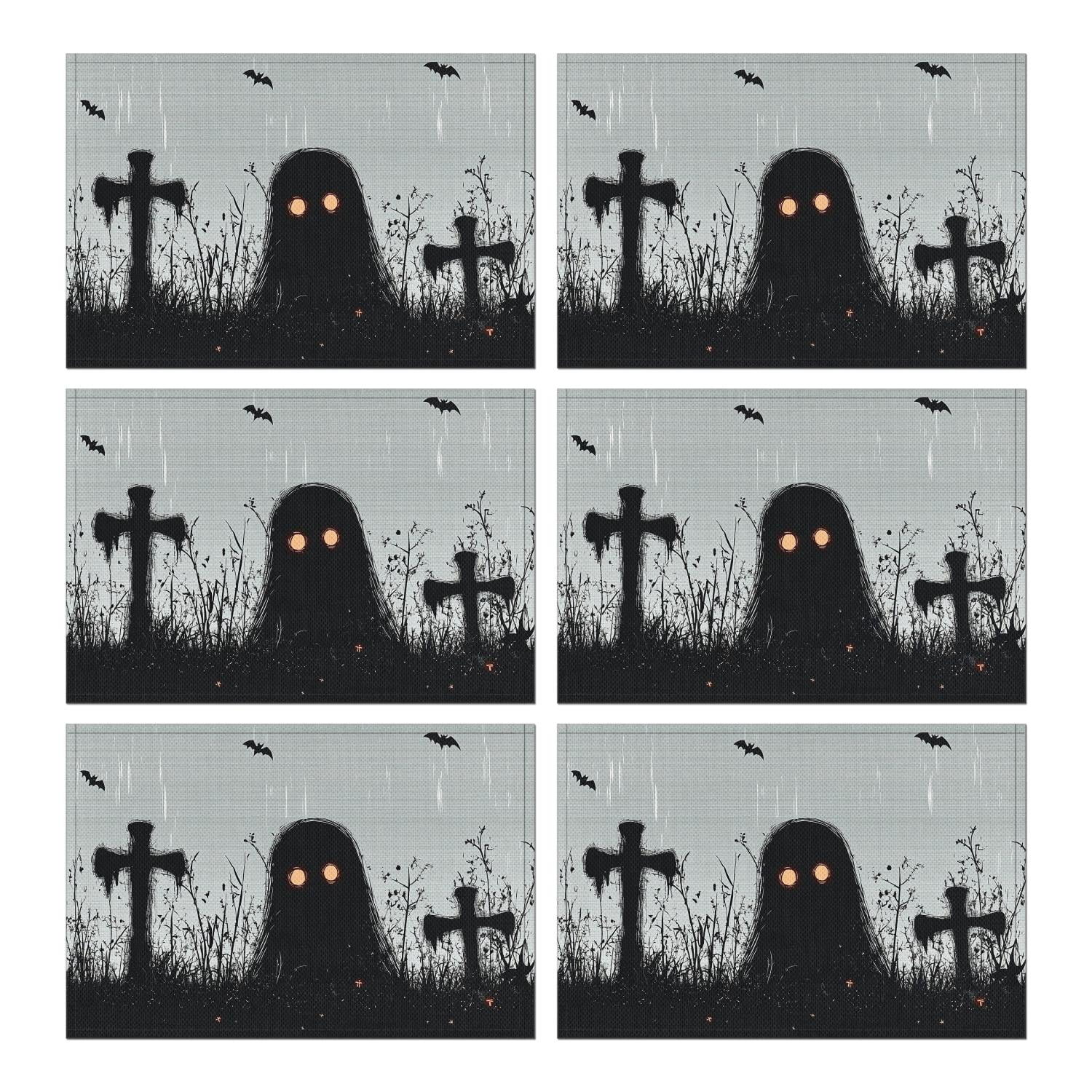 Table Mats 6 Pack Horror Pumpkin Scary Ghost Halloween Place Mat ...