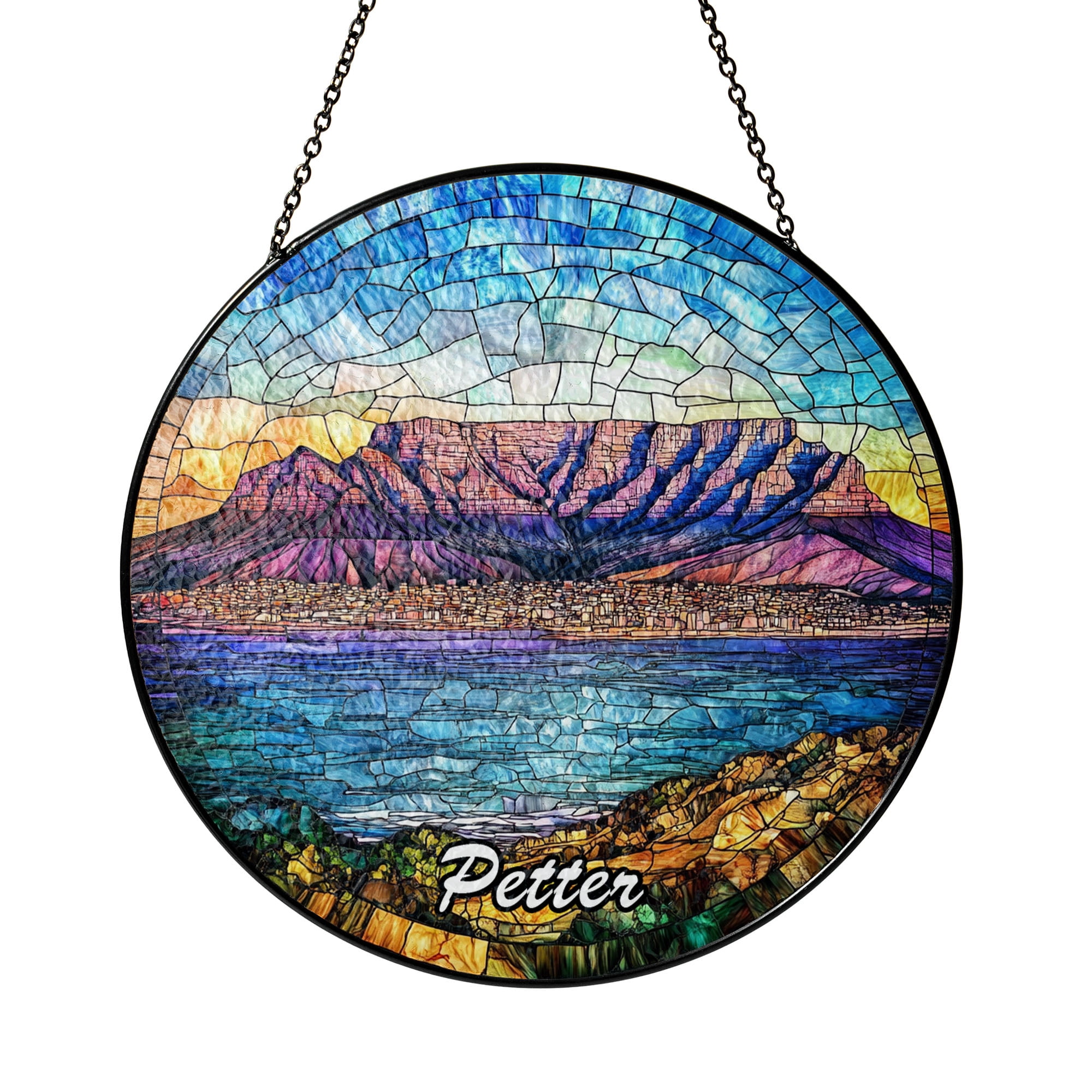Table Mountain Stained Glass Suncatcher - Custom Name South Africa ...