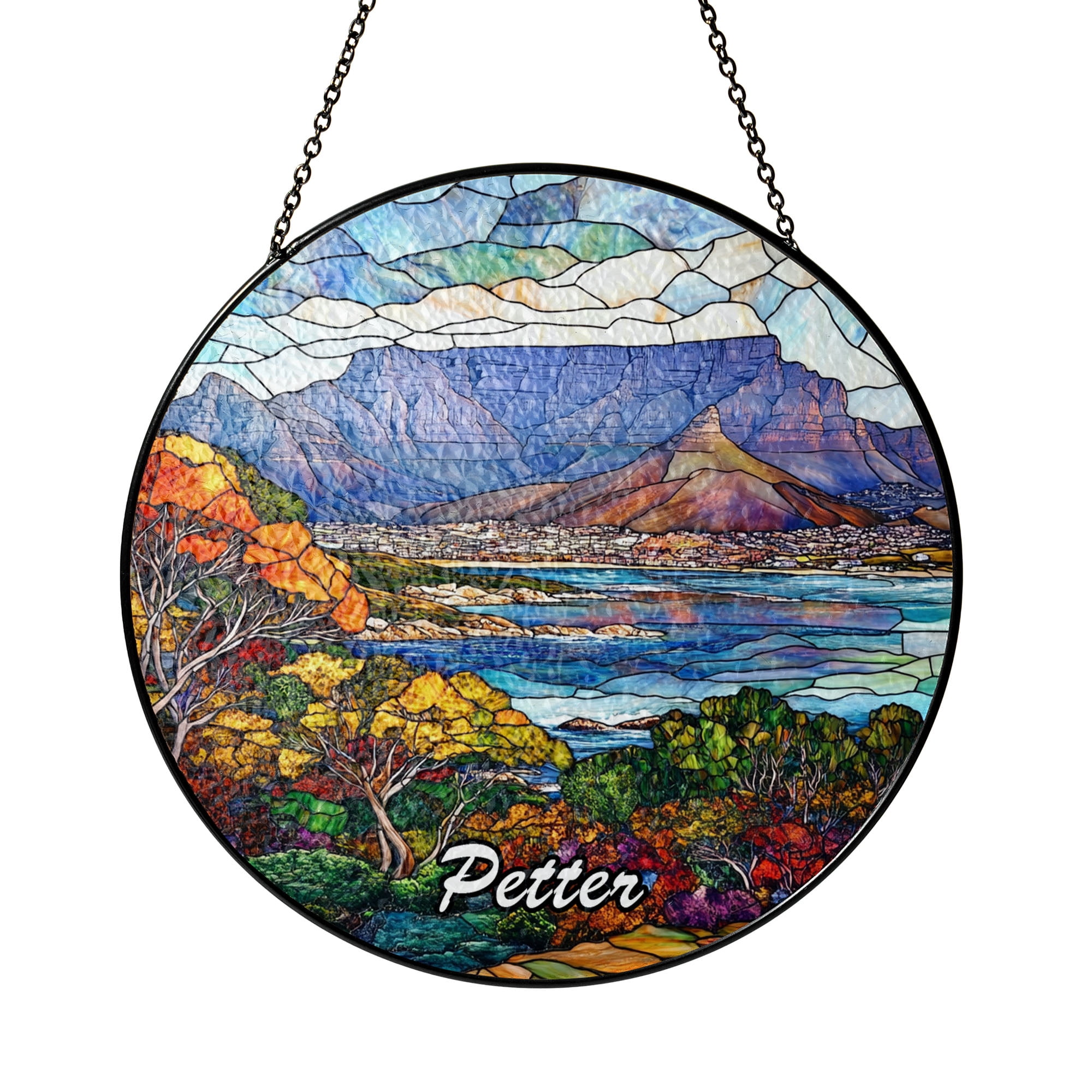 Table Mountain Stained Glass Suncatcher - Custom Name South Africa ...