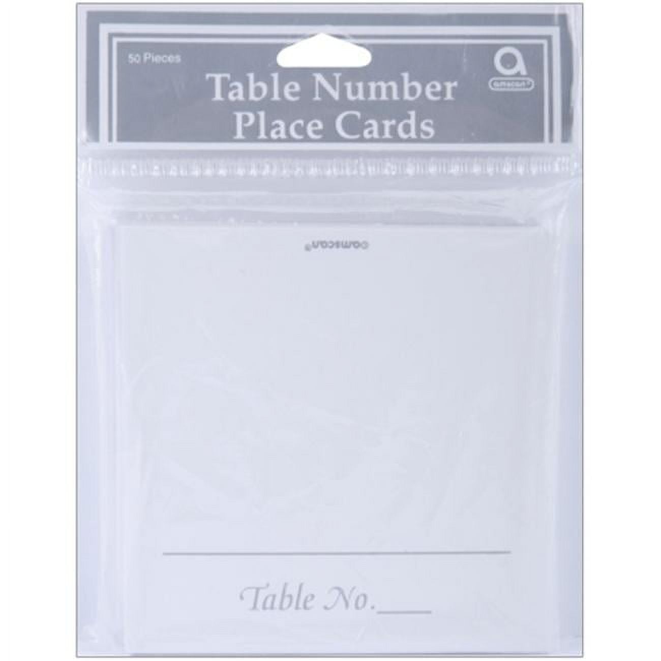 Table Number Place Cards 50/Pkg-White W/Silver, Pk 4, Amscan - Walmart.com