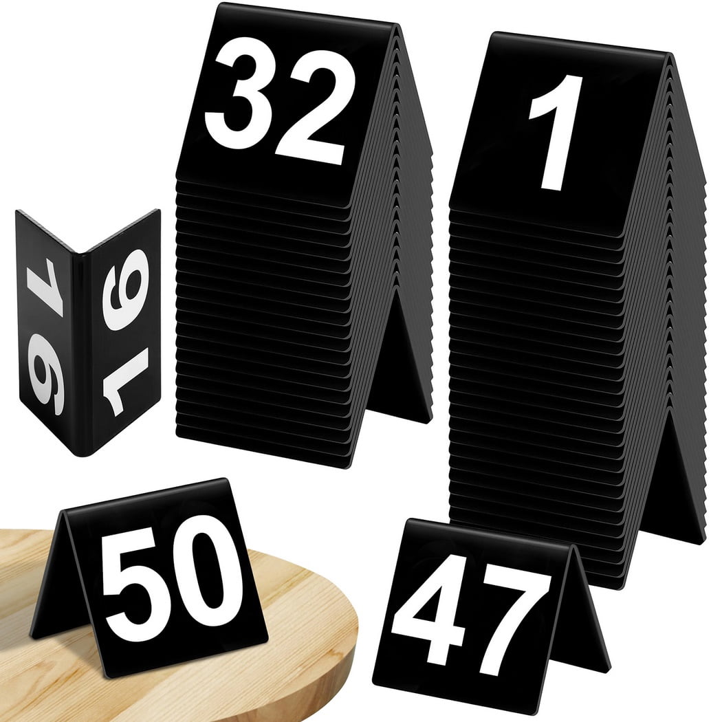 Table Numbers 1 to 50, V-Shaped Black Acrylic Table Numbers, Restaurant ...