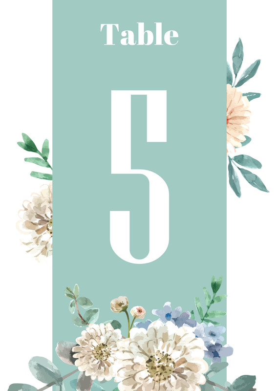 Table Numbers, Flower Border Double-Sided Cardss Plus Head Table Cards ...