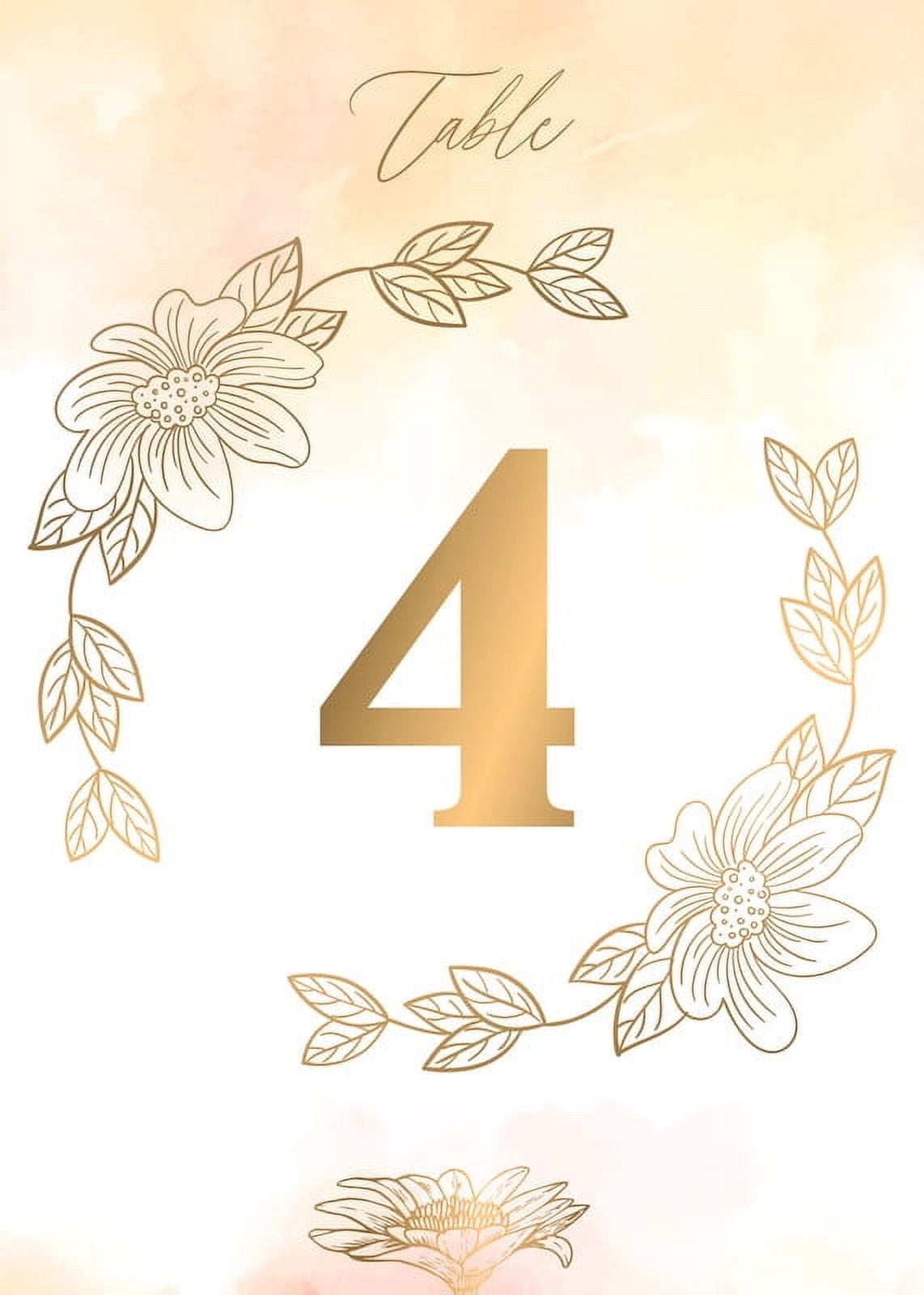 Table Numbers, Golden Flower Double-Sided Cardss Plus Head Table Cards ...