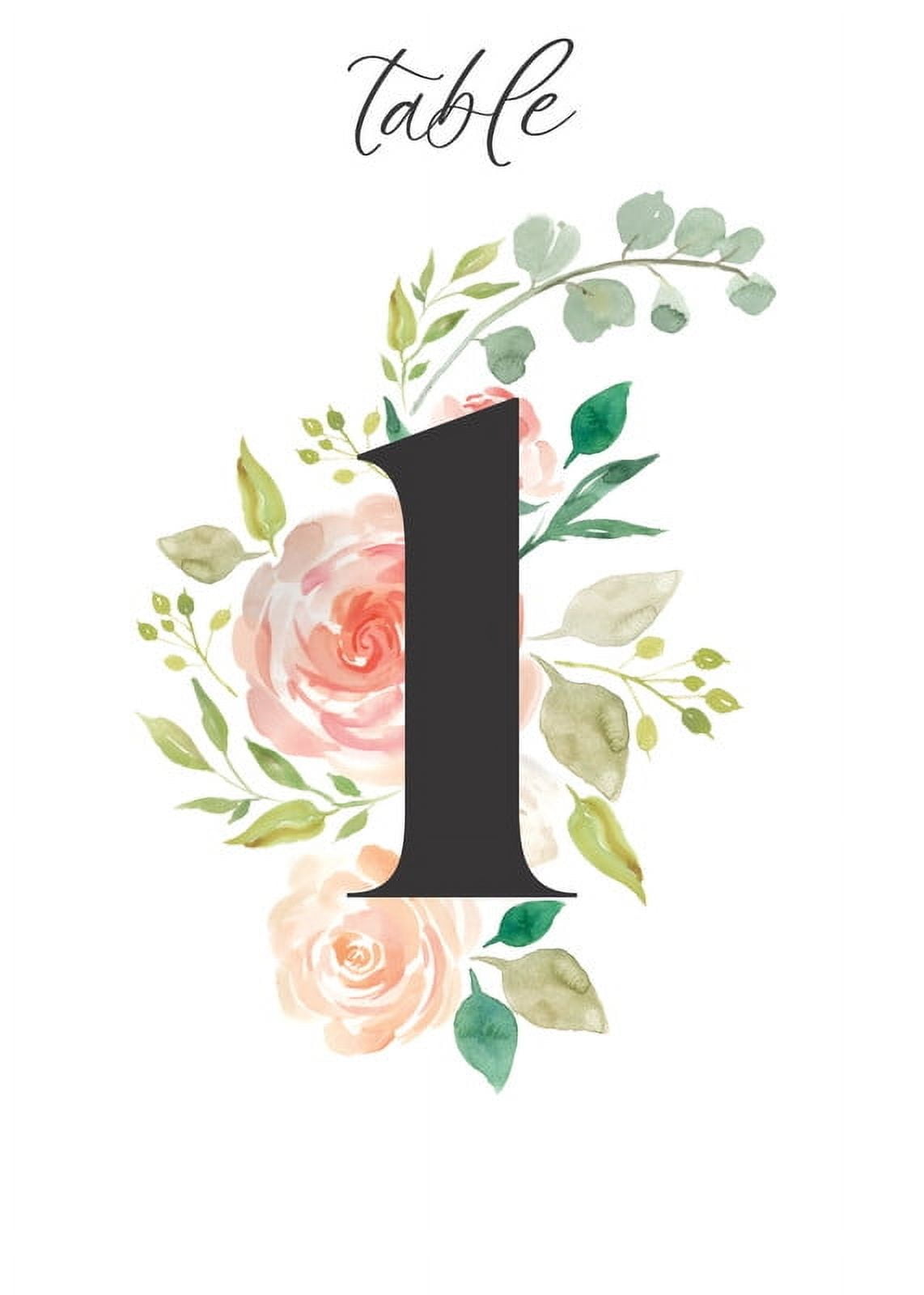 Table Numbers, Hand Painted Flower Double-Sided Cardss Plus Head Table ...