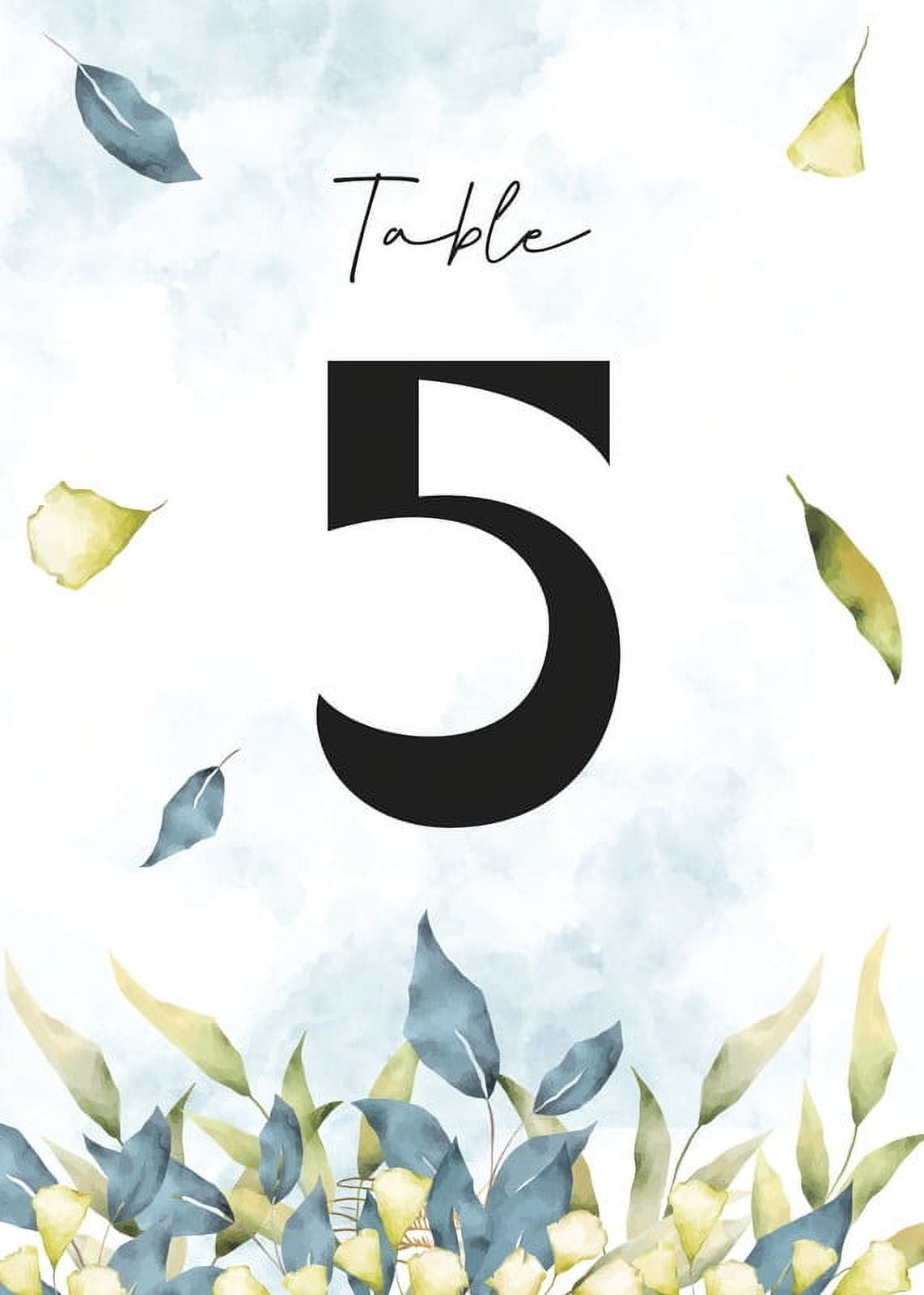 Table Numbers, Watercolor Border Leaves Double-Sided Cardss Plus Head ...