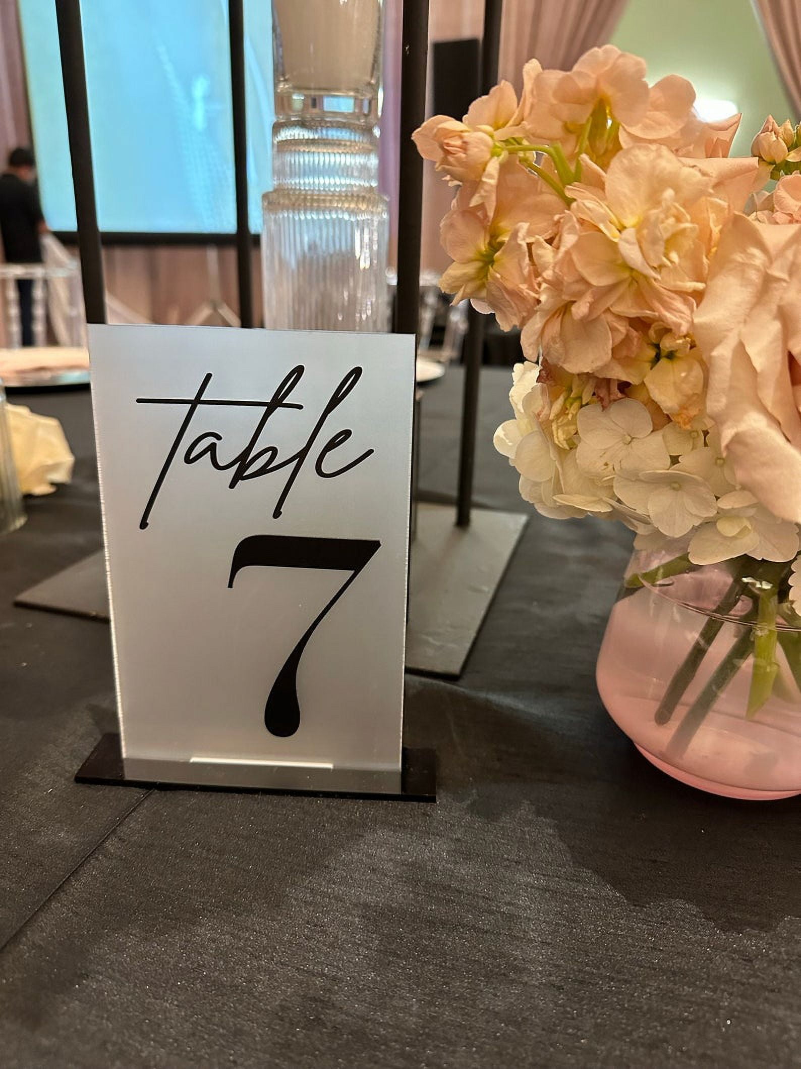 Table Numbers for Wedding | Frosted Acrylic | Black & Gold Theme ...