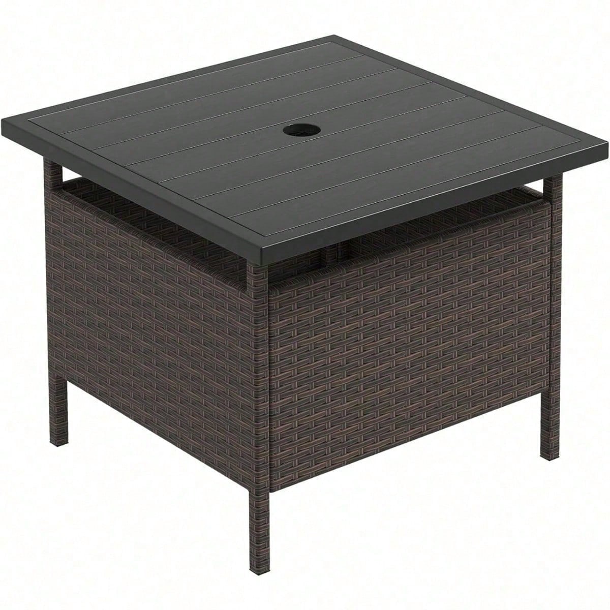 Table, Outdoor Side Table with 2" Hole, Rattan Stand Holder Table ...