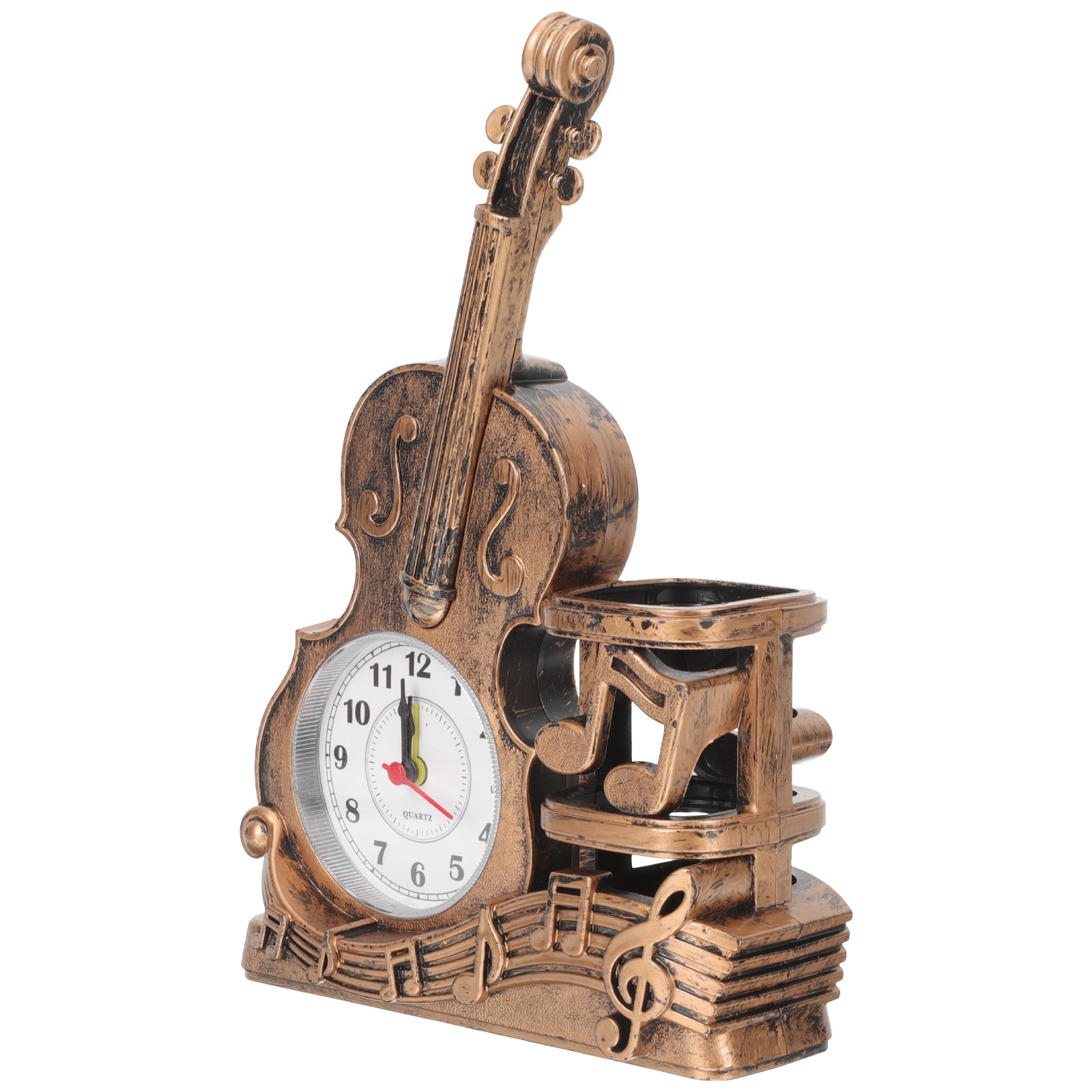 World Clock Violin Statue Decor Alarm Desktop Ornament Simulated ...