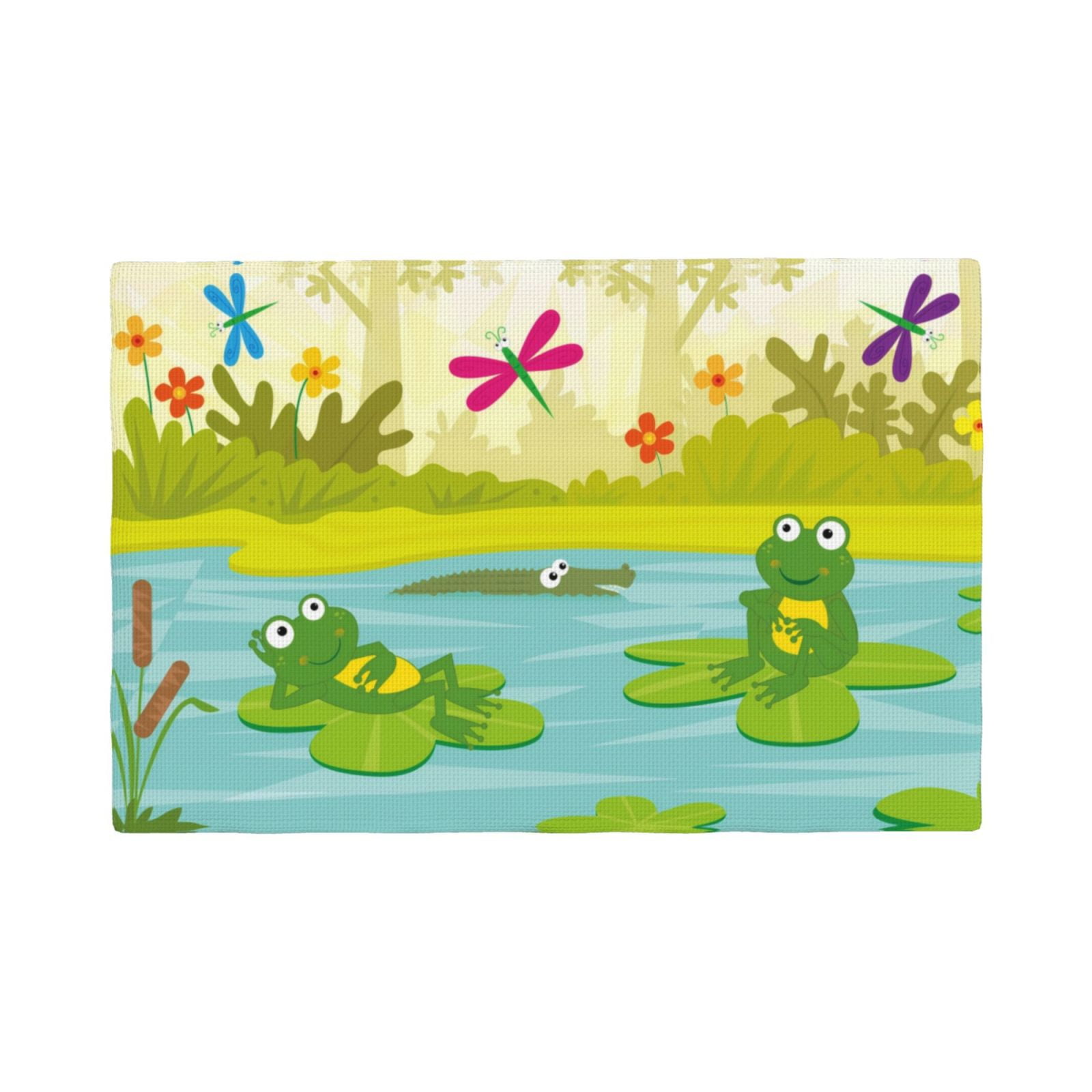 Table Placemats Set of 4 - Two Frogs Are Sitting On Water Lilies 12x18 ...