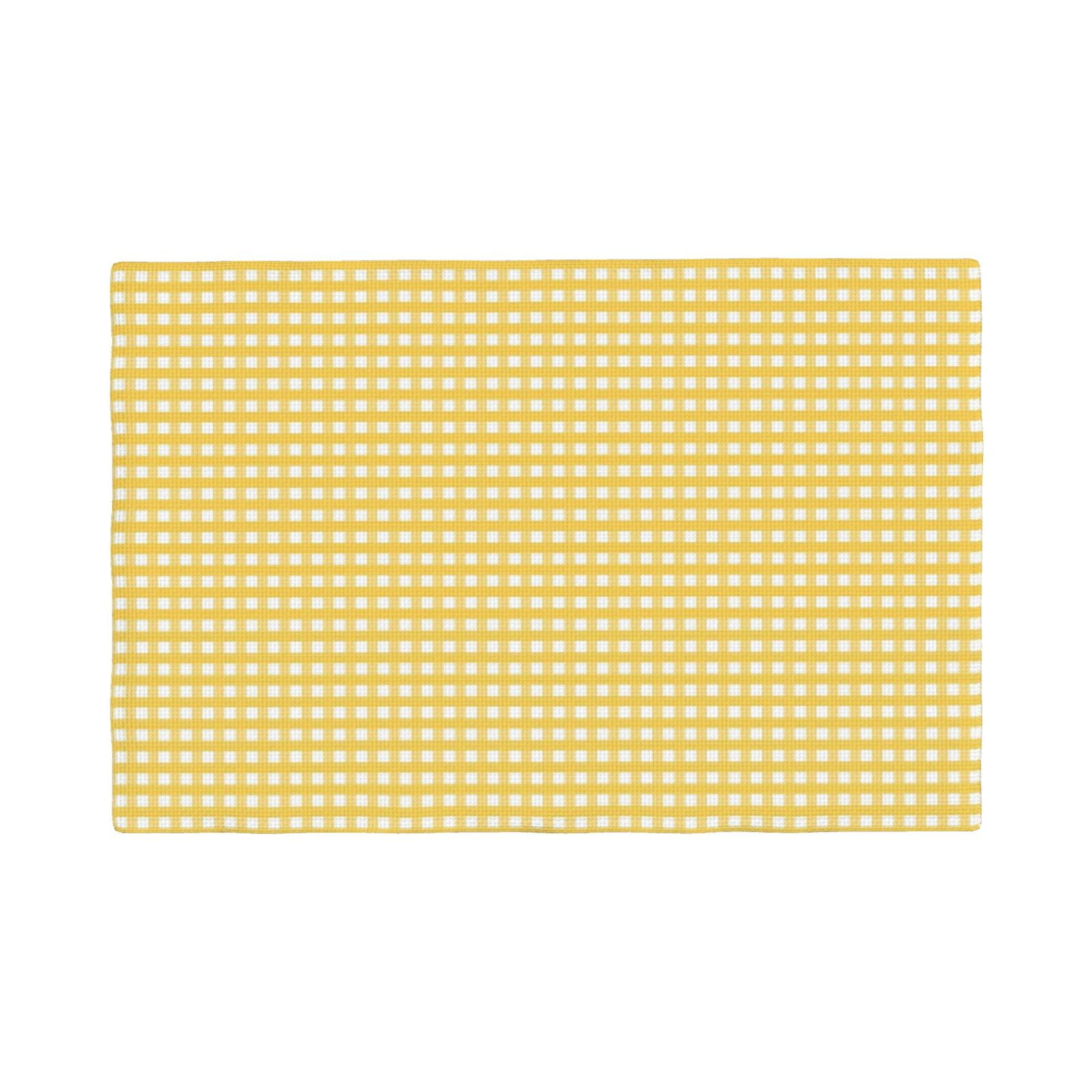 Table Placemats Set of 4 - Yellow Gingham 12x18 In Faux Linen Double ...