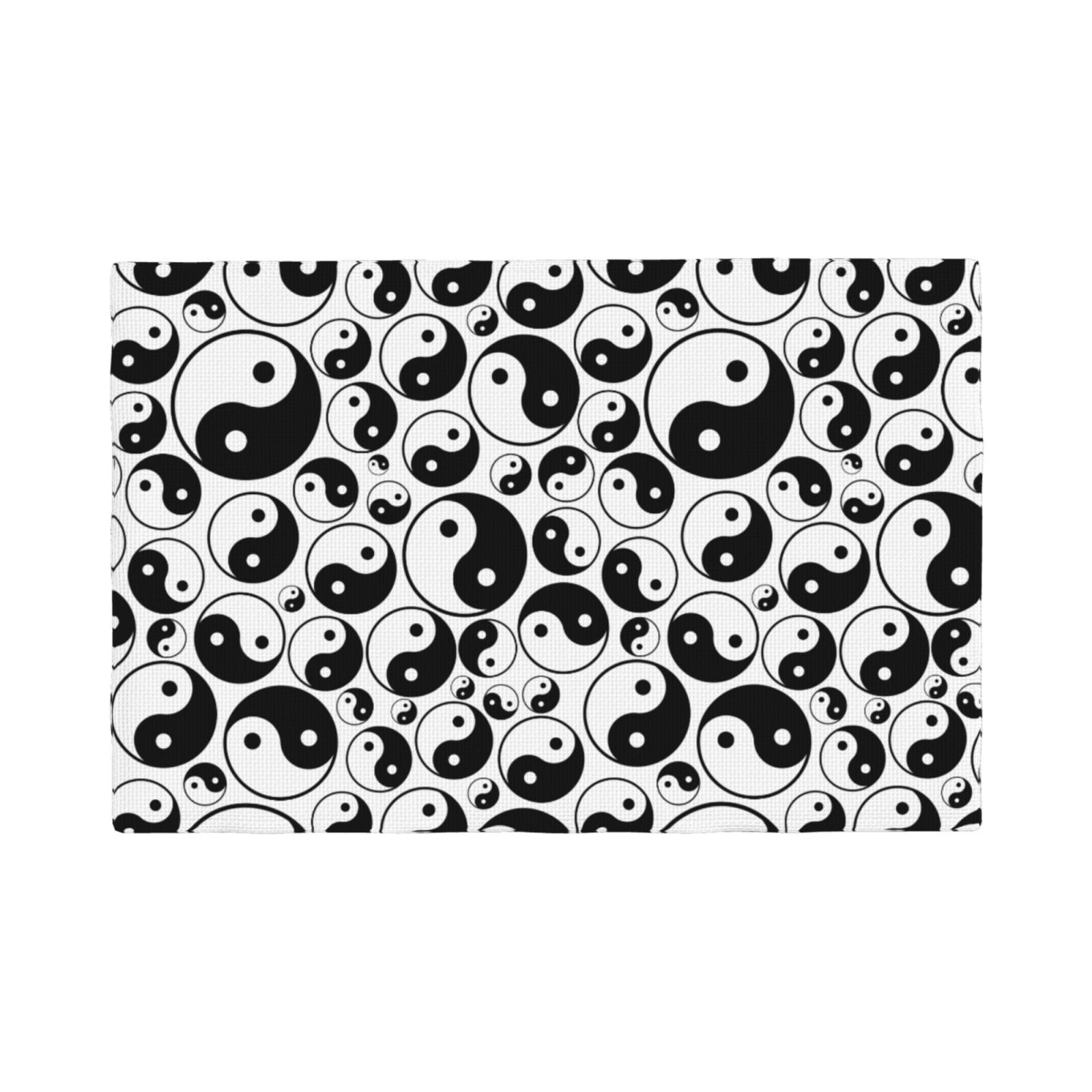 Table Placemats Set of 4 - Yin And Yang 12x18 In Faux Linen Double Heat ...