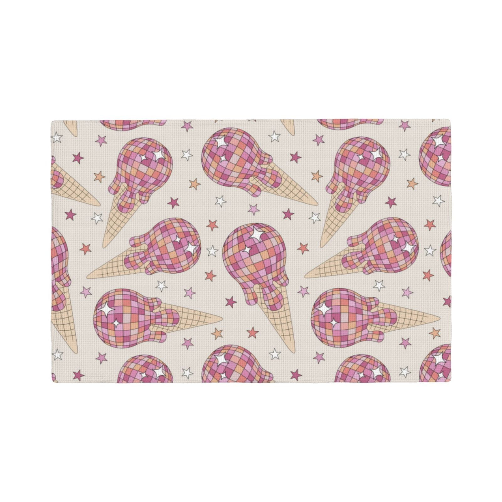 Table Placemats Set of 6 - Sparkling Ice Cream 12x18 In Faux Linen ...