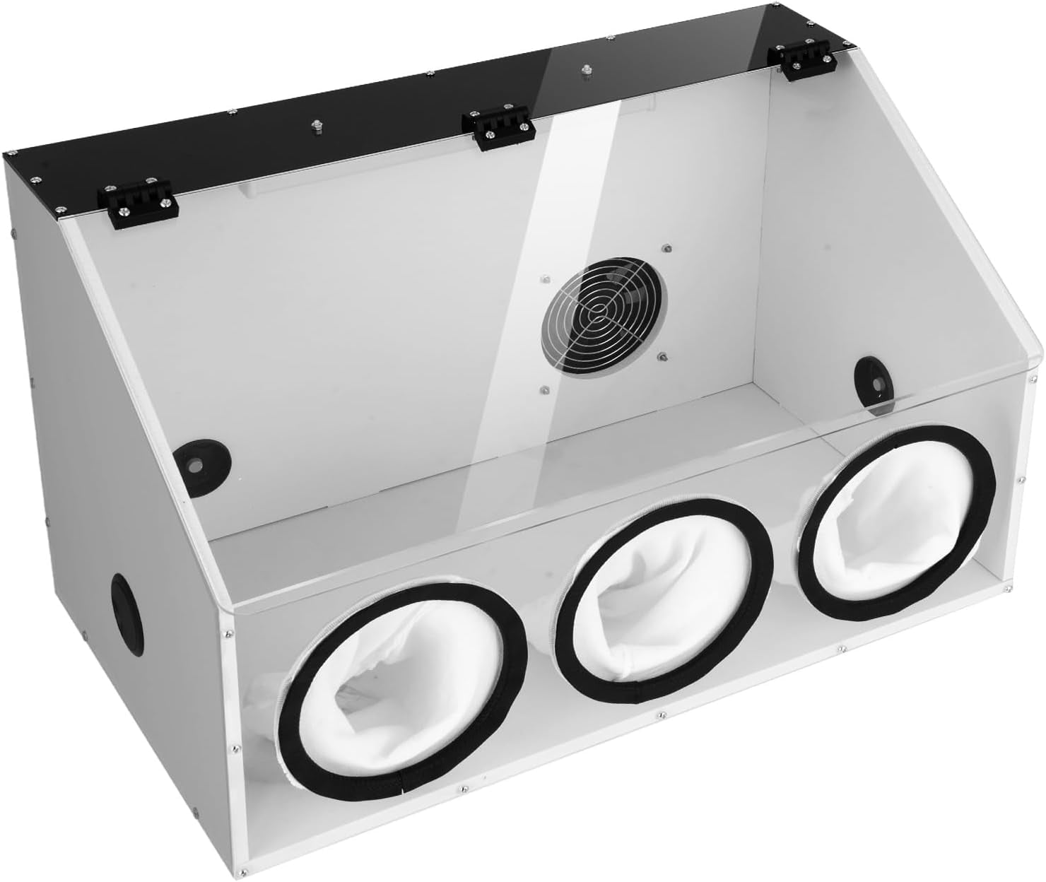 Table Polisher Dust Box Enclosed Dust Box with LED Light and Fan Cuffs ...