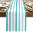 Table Runner 13x36in Long, Modern Aqua Gradient Stripe Linen Washable ...