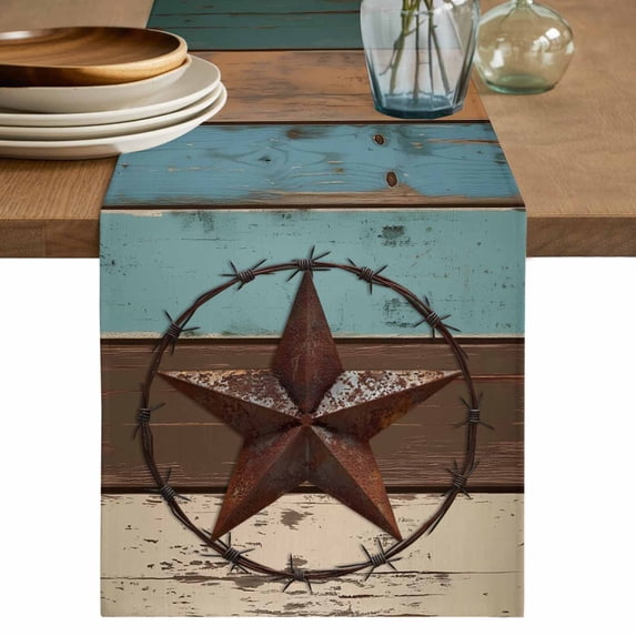 Table Runner 36 Inch Long - Country Star Farm Brown Wood Board ...