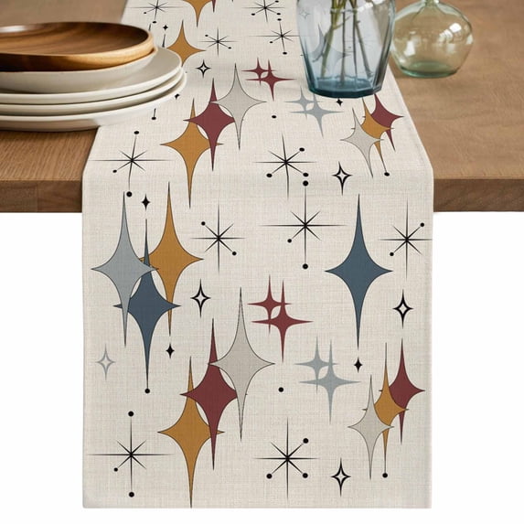 Table Runner 36 Inches Long for Kitchen Dining, Grey Yellow Diamond ...