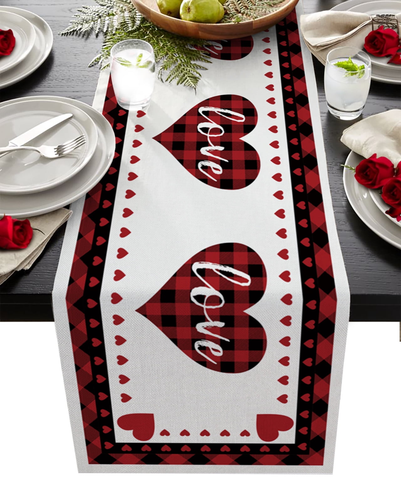 Table Runner 36 Inches Long for Kitchen Dining, Valentine's Day Dresser ...