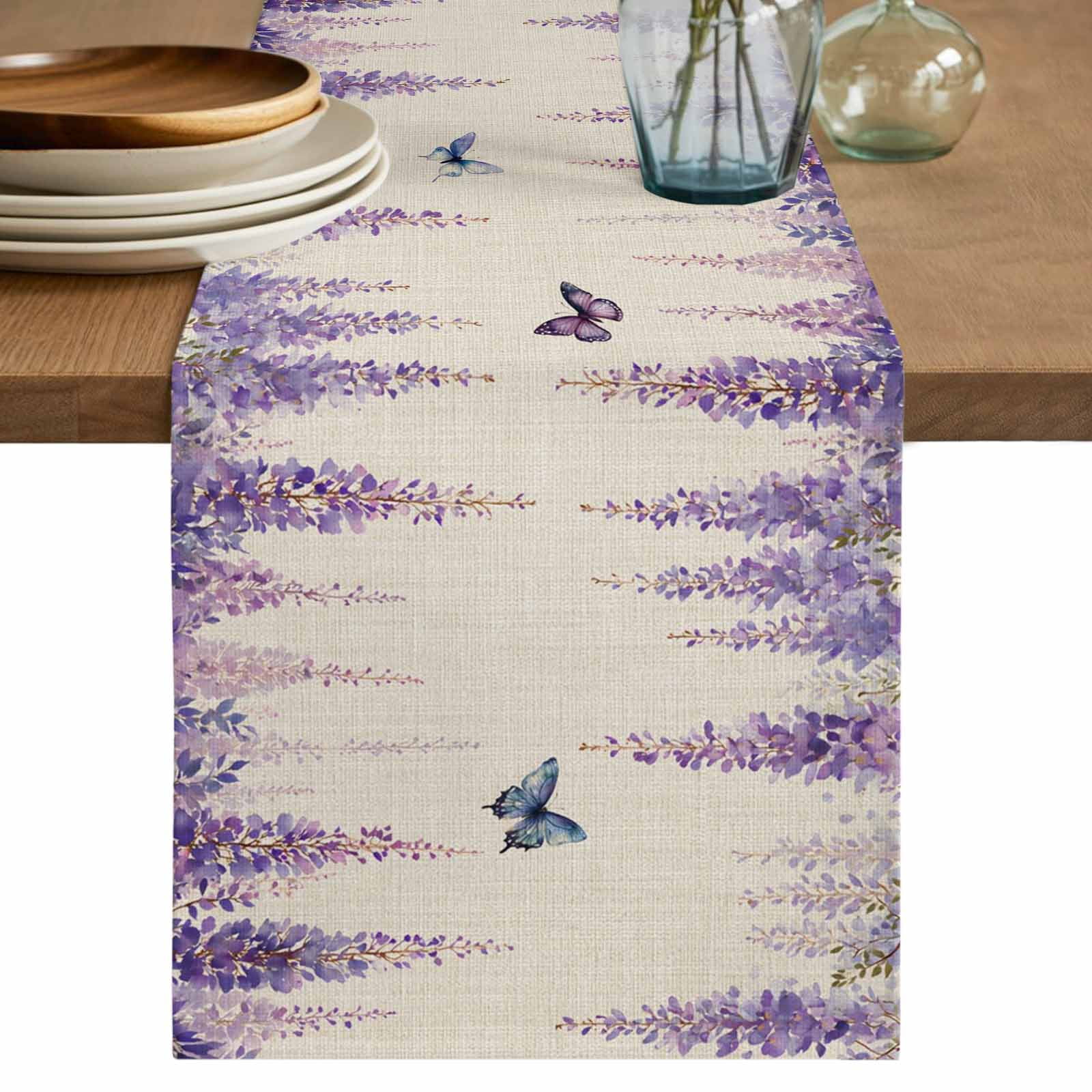 Table Runner 36 Inches Long for Kitchen Dining, Wisteria Dresser Scarf ...